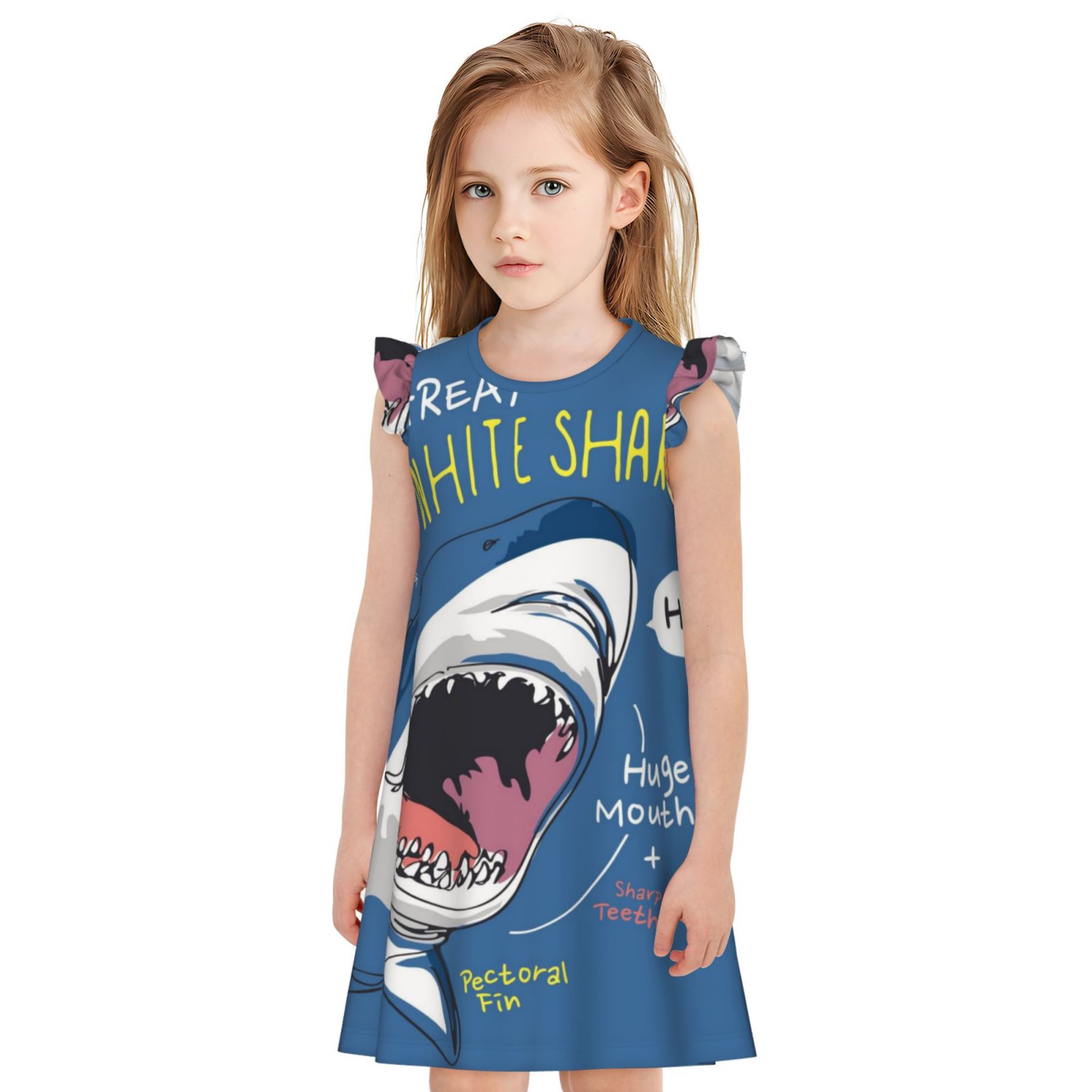 Pofeuu Great White Shark Print Girls Nightgowns, Nightgown Princess ...