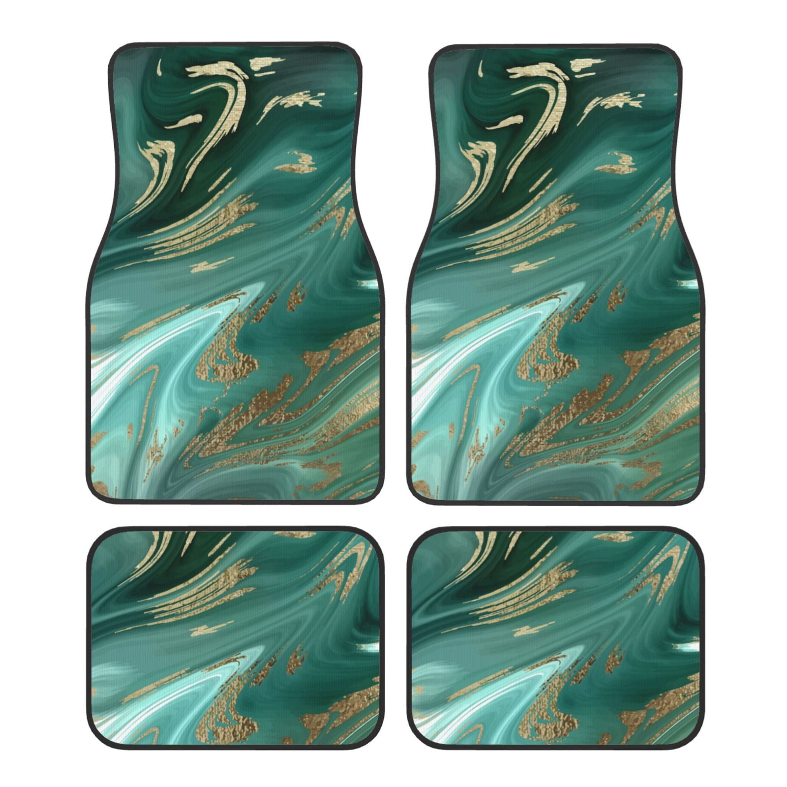 Pofeuu Green And Gold Marble Print Car Foot Mat Set of 4 Pieces - All ...