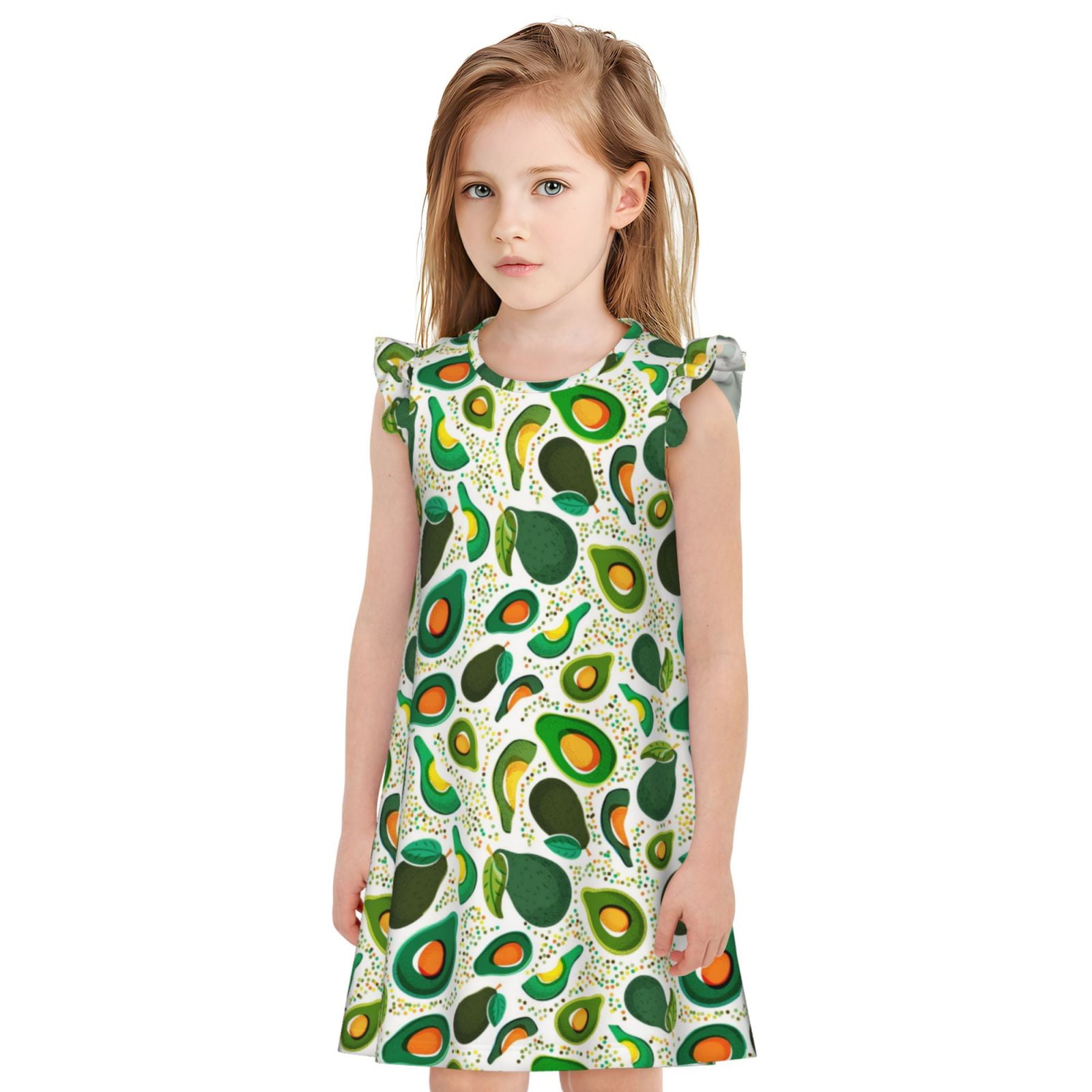 Pofeuu Green Avocado (2) Print Girls Nightgowns, Nightgown Princess ...