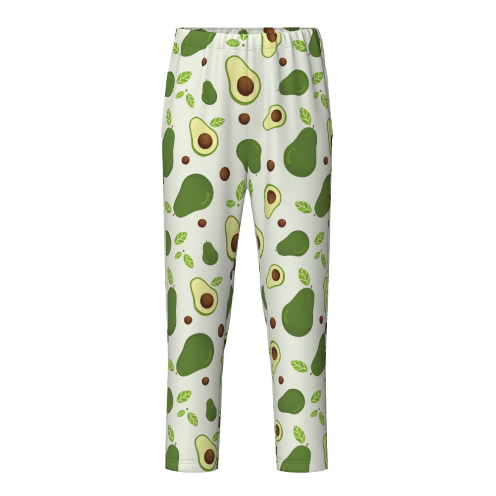 Pofeuu Green Avocado Print Teenagers' Pajama Pants, Soft Lounge Pajama ...