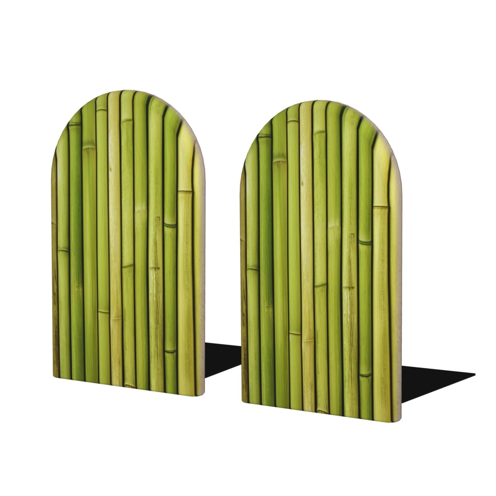Pofeuu Green Bamboo Fence Print Large Bookend Hold Heavy Books- Wood ...
