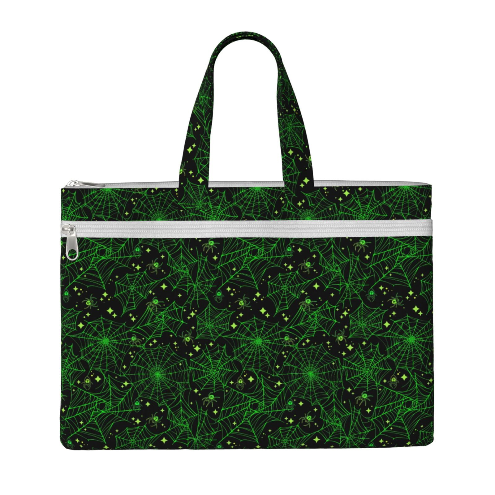Pofeuu Green Bright Web with Spiders Print Laptop Bag Carrying ...