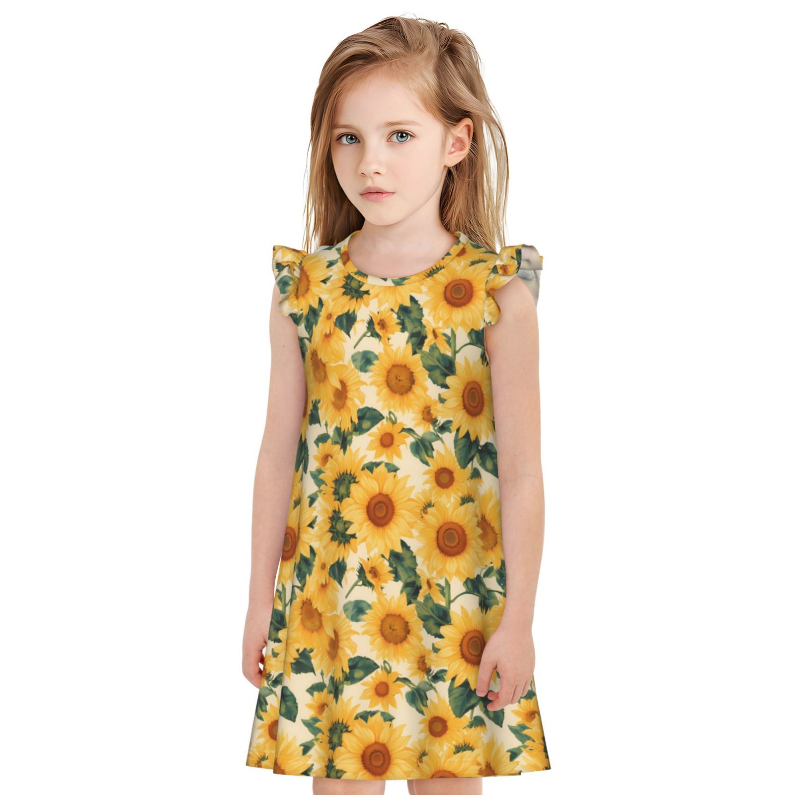 Pofeuu Green Leaf Sunflower Print Girls Nightgowns, Nightgown Princess ...