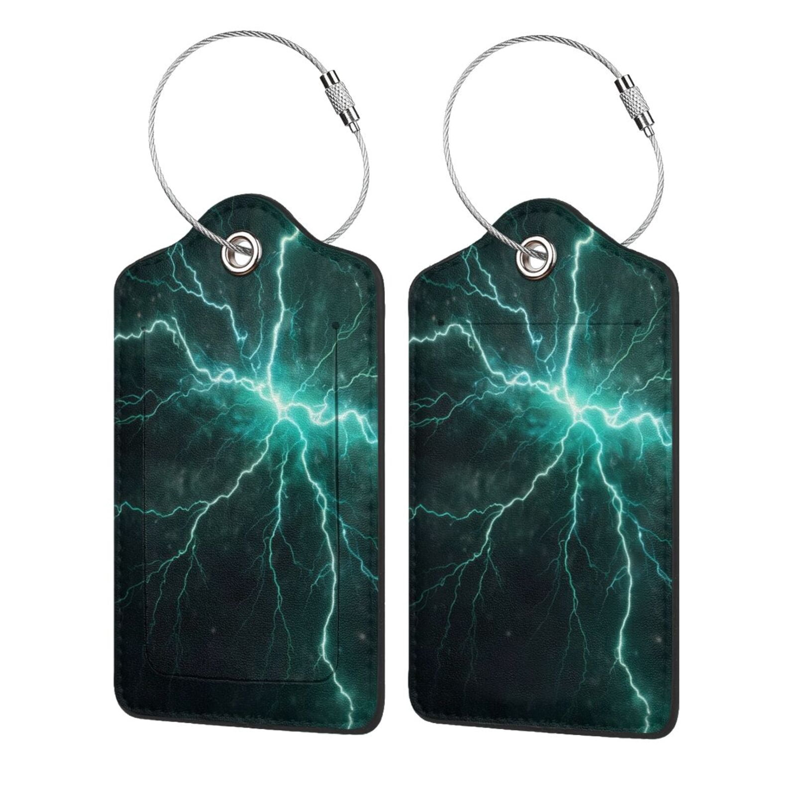 Pofeuu Green Lightning Flash Print Luggage Tags, Privacy Cover ID Label ...