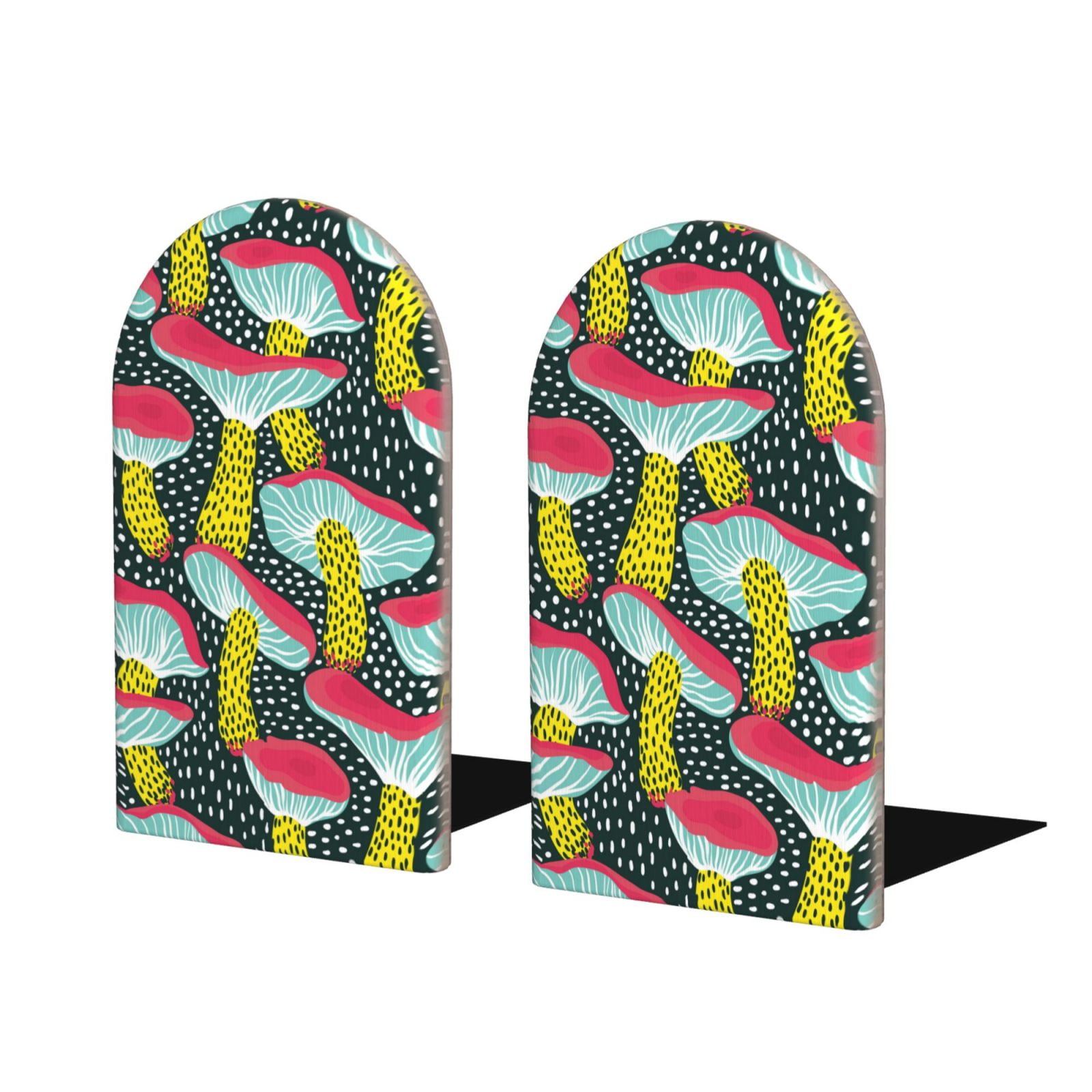 Pofeuu Green Mushroom Print Large Bookend Hold Heavy Books- Wood ...