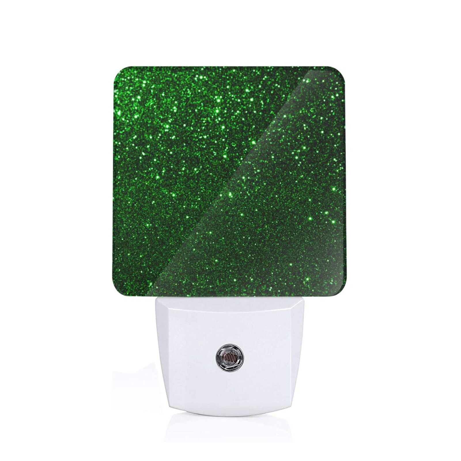 Pofeuu Green Sparkling Print Night Lights Plug into Wall with Dusk-to ...