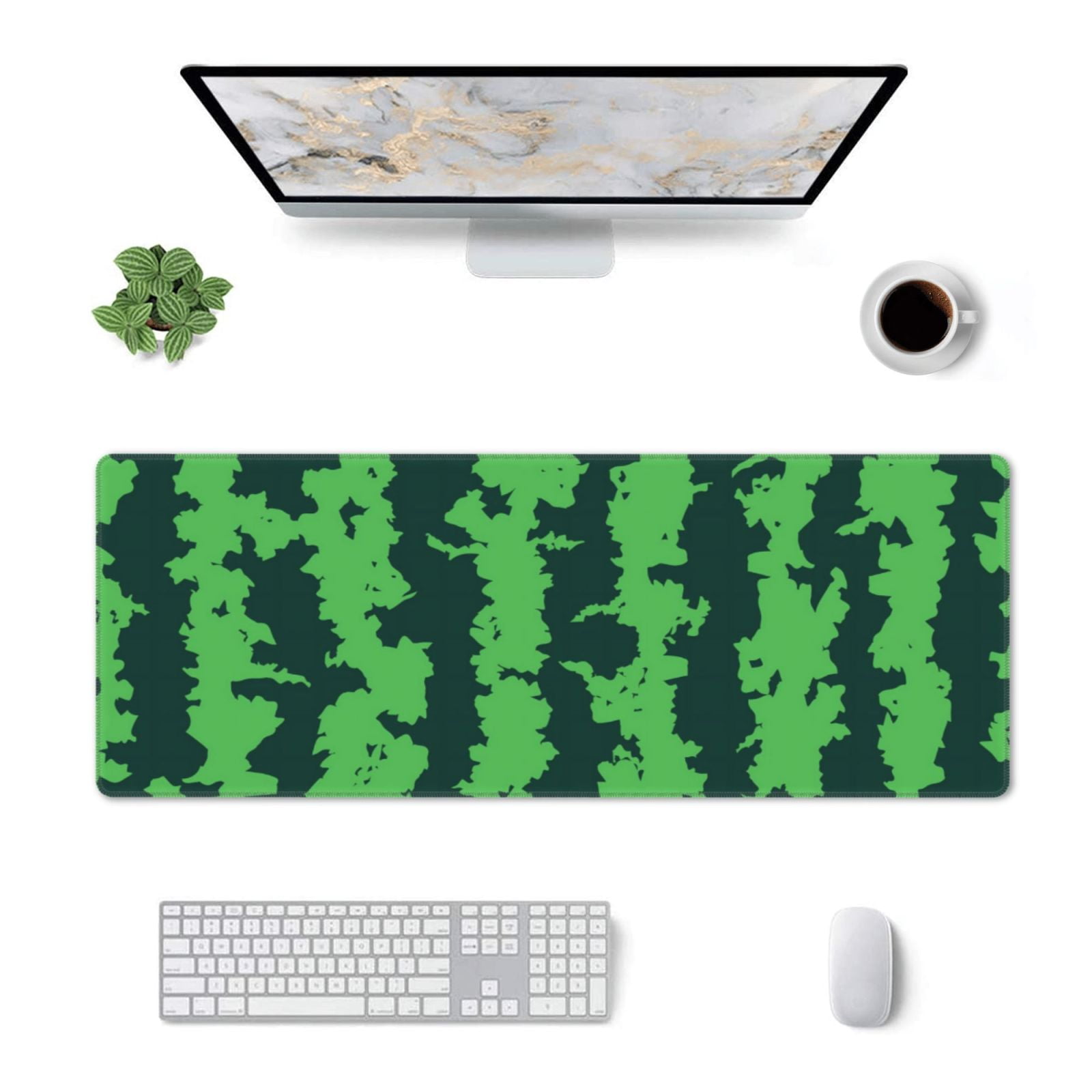 Pofeuu Green Stripes Of Watermelon Print Desk Mat for Keyboard and ...