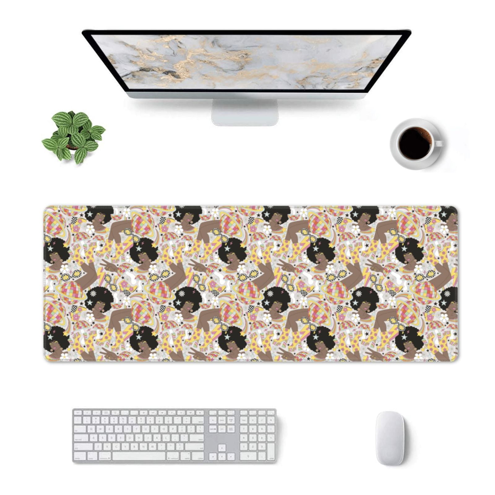 Pofeuu Groovy Disco Print Desk Mat for Keyboard and Mouse，Computer Desk ...