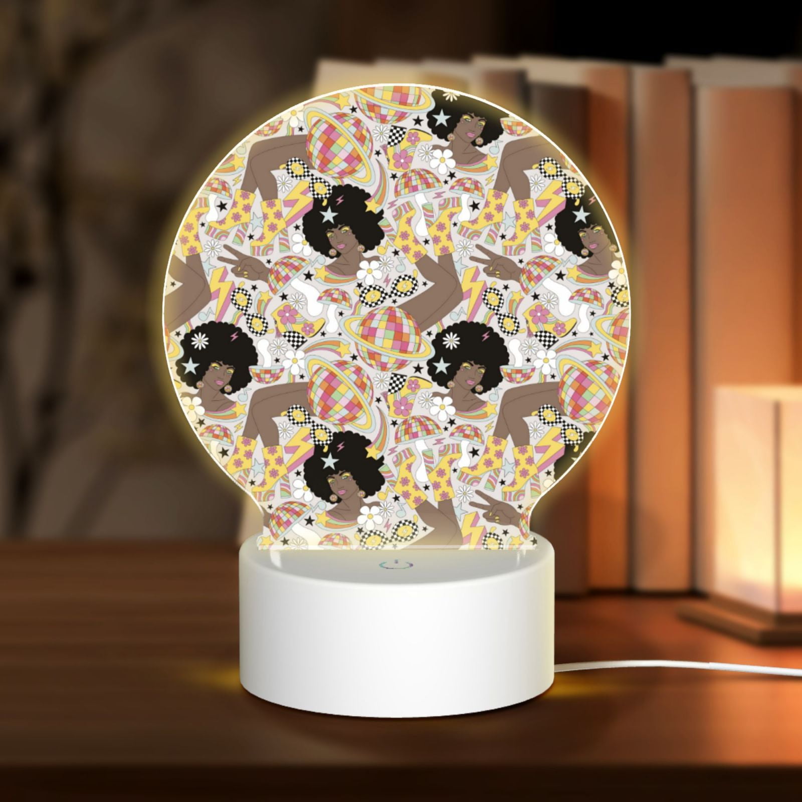 Pofeuu Groovy Disco Print LED Christmas Night Light Lamp Base Gift DIY ...