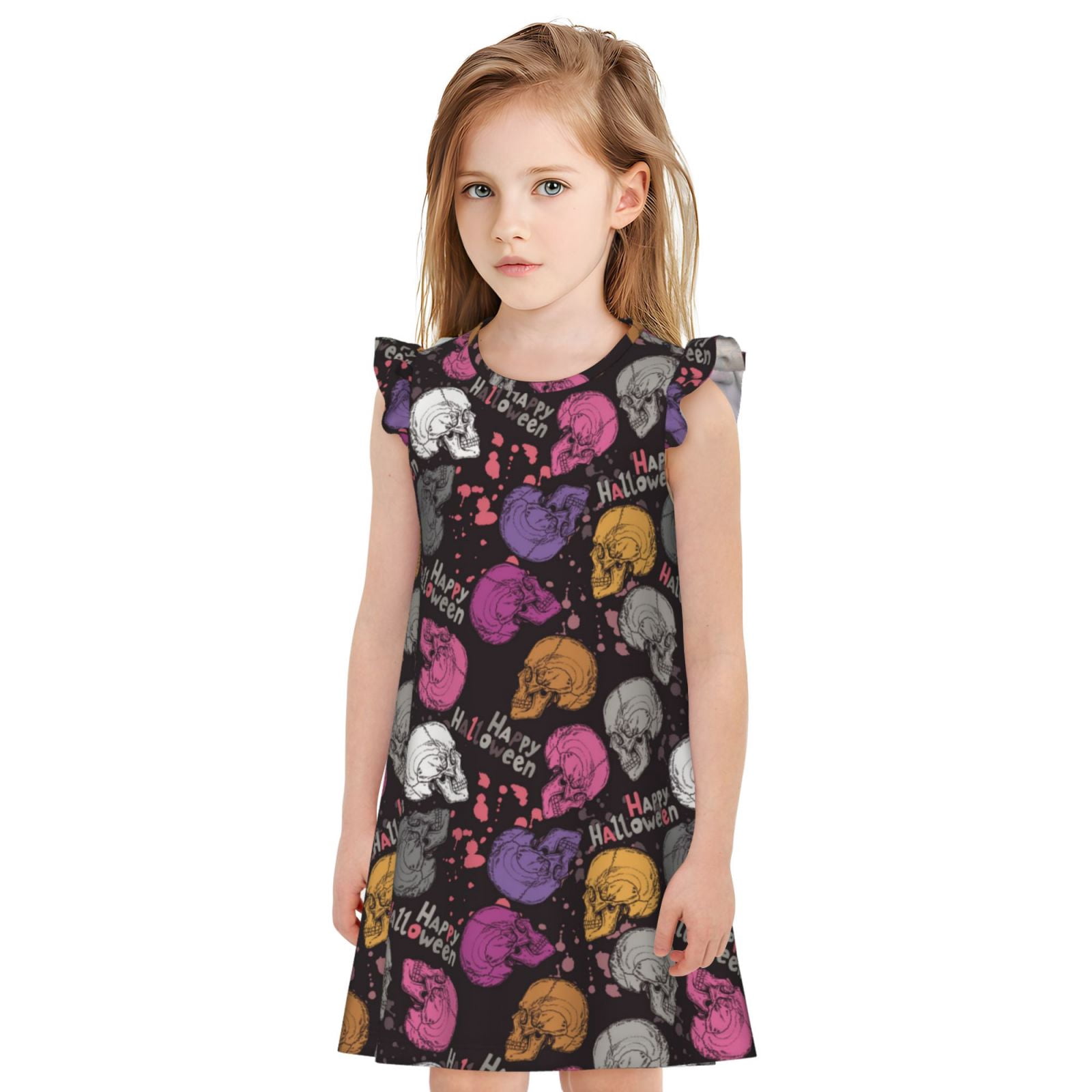 Pofeuu Halloween Skeleton Print Girls Nightgowns, Nightgown Princess ...