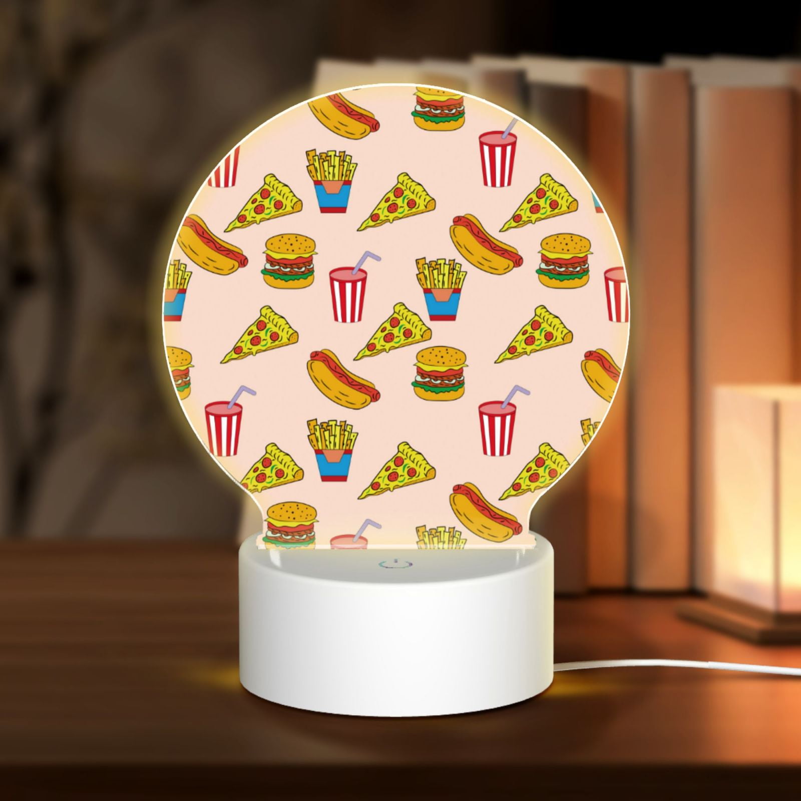 Pofeuu Hamburger Pizza Coke Print LED Christmas Night Light Lamp Base ...