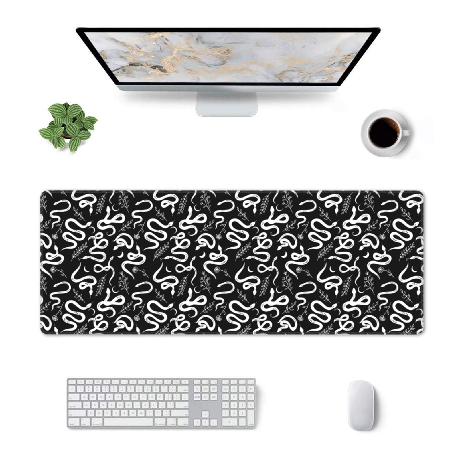 Pofeuu Hand Drawn Snake Print Desk Mat for Keyboard and Mouse，Computer ...