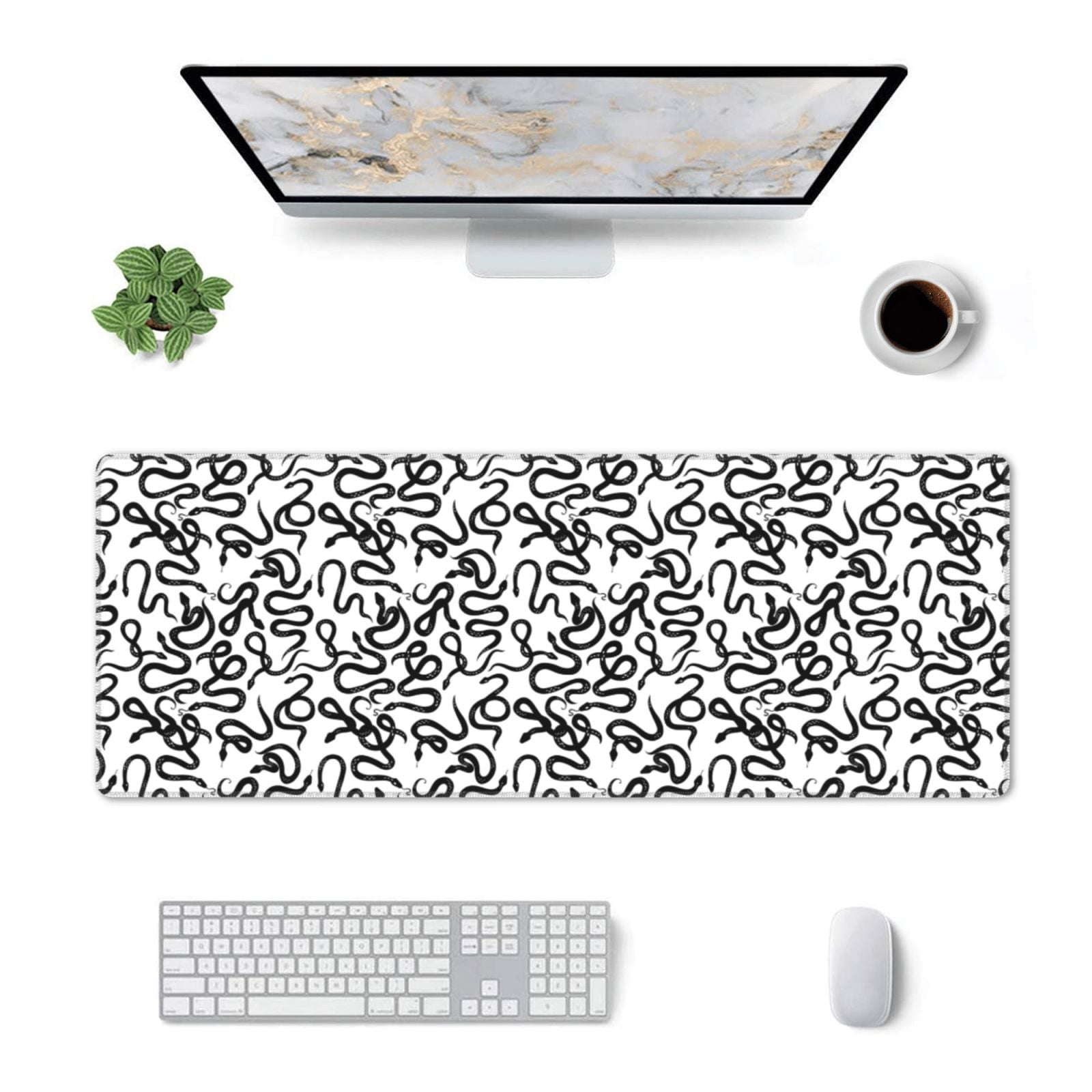 Pofeuu Hand Drawn Snake Print Desk Mat for Keyboard and Mouse，Computer ...