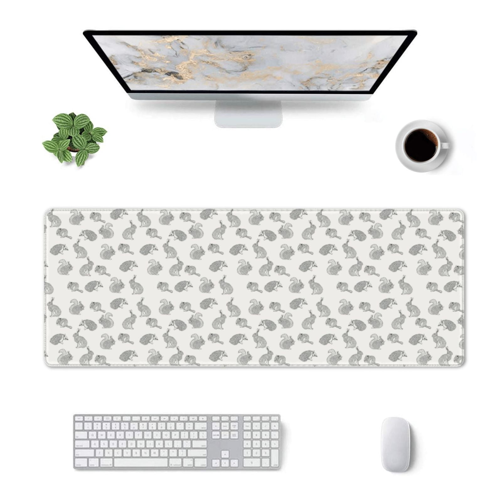 Pofeuu Hand Drawn Squirrel Print Desk Mat for Keyboard and Mouse ...