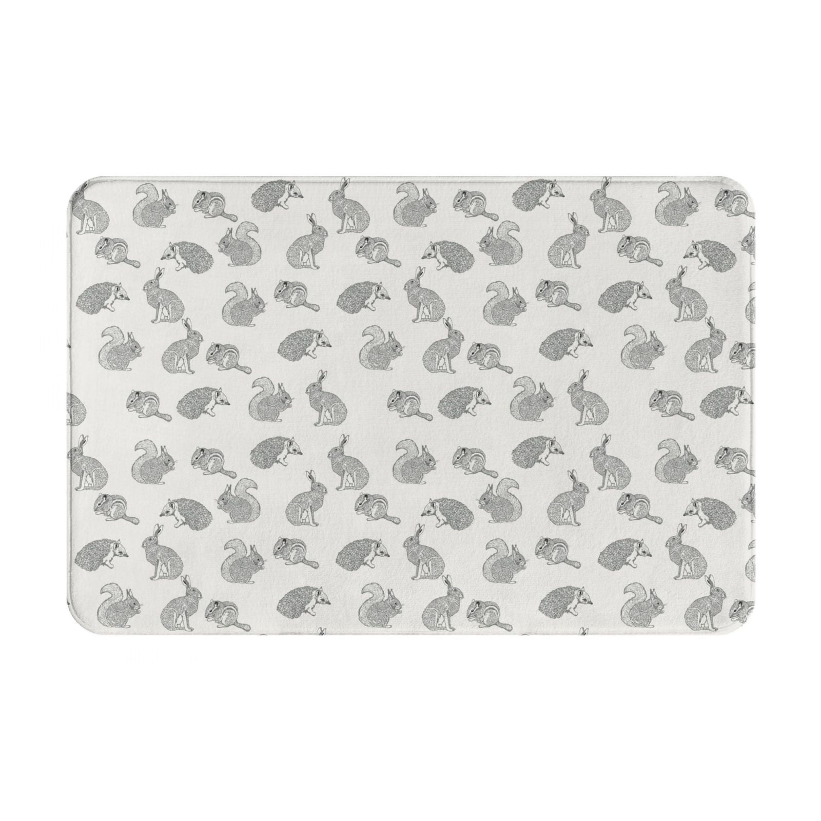 Pofeuu Hand Drawn Squirrel Print Flannel Doormats Rug16"x24"Rug ...