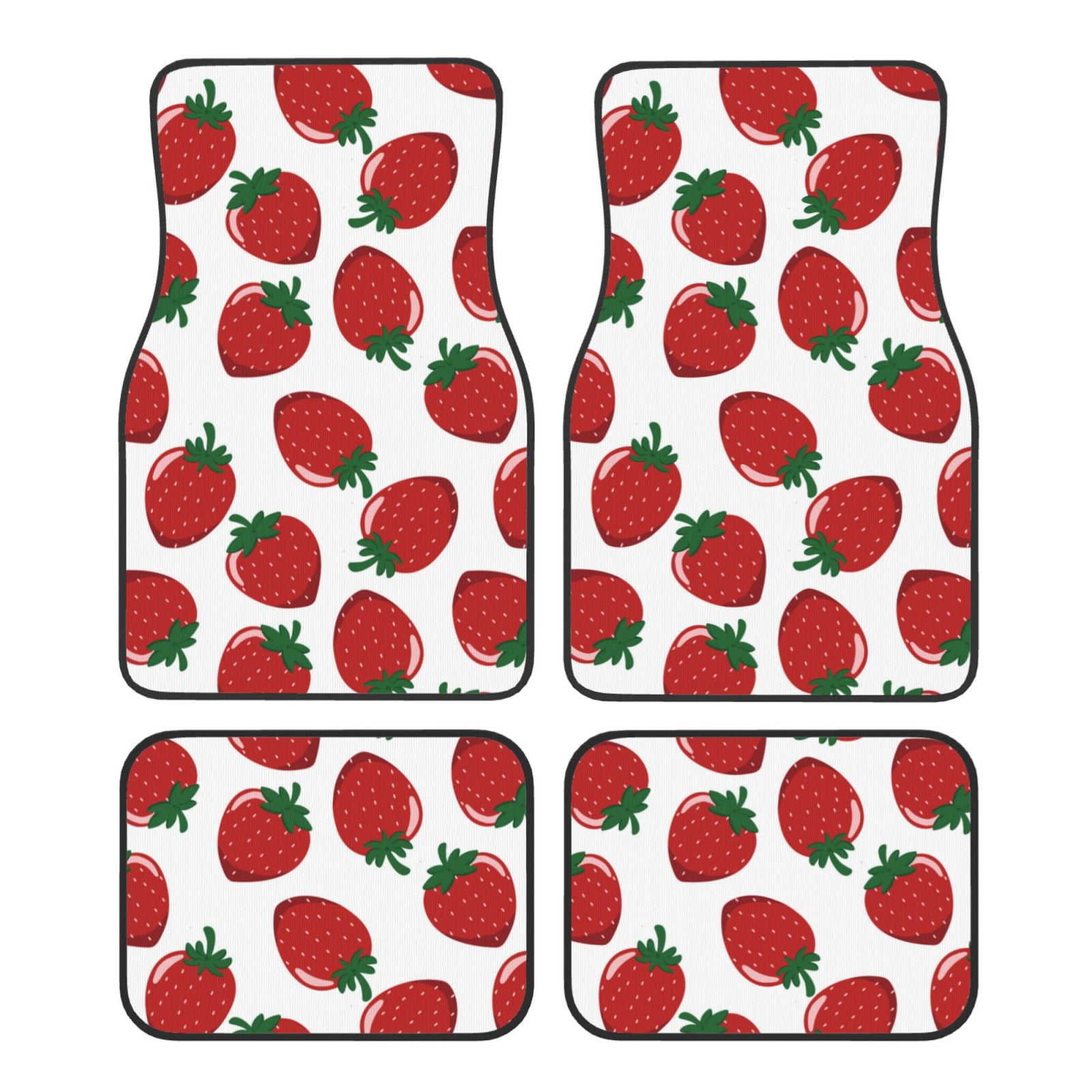 Pofeuu Hand Drawn Strawberry Print Car Foot Mat Set of 4 Pieces - All ...
