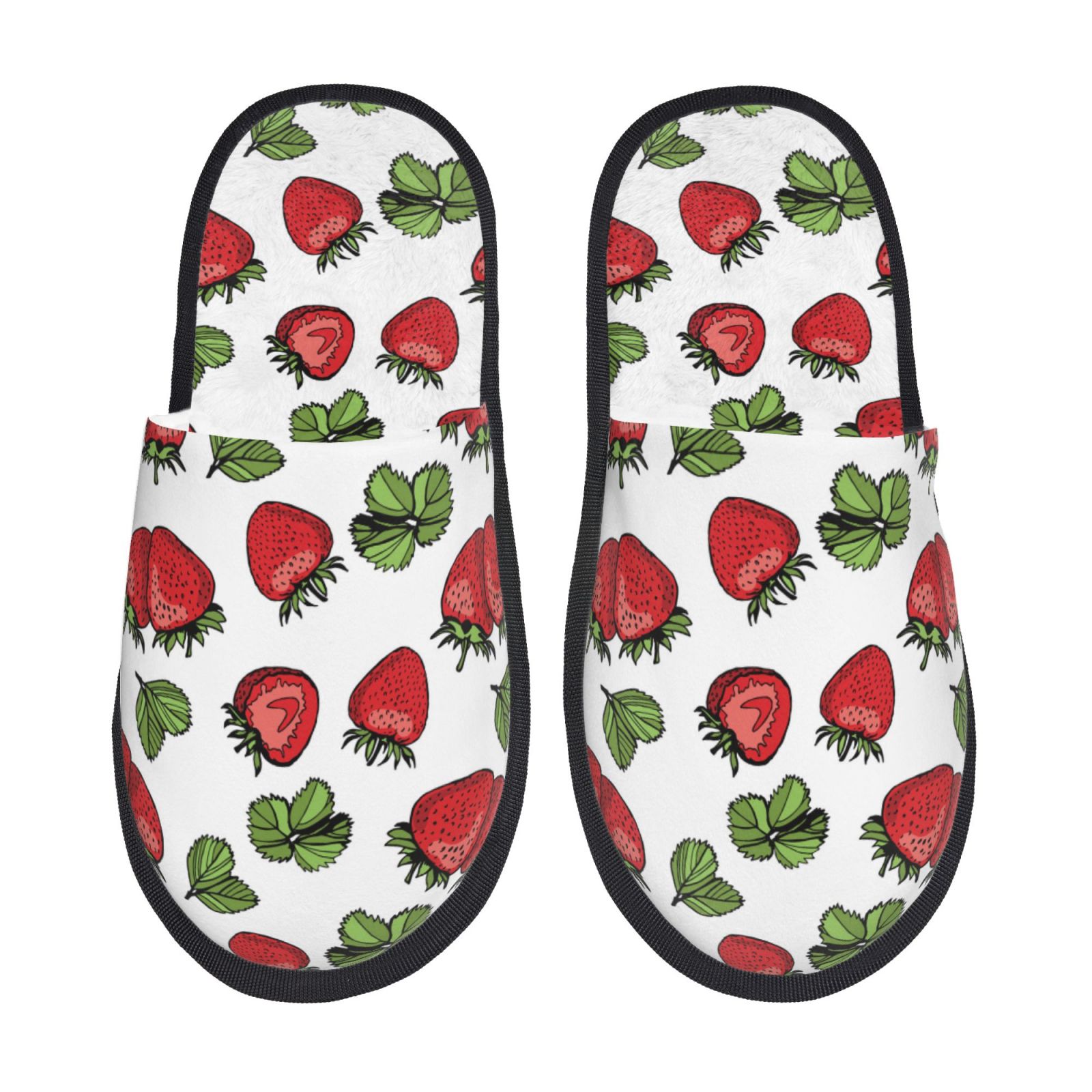 Pofeuu Hand Drawn Strawberry Print EVA Fuzzy House super light Slippers ...