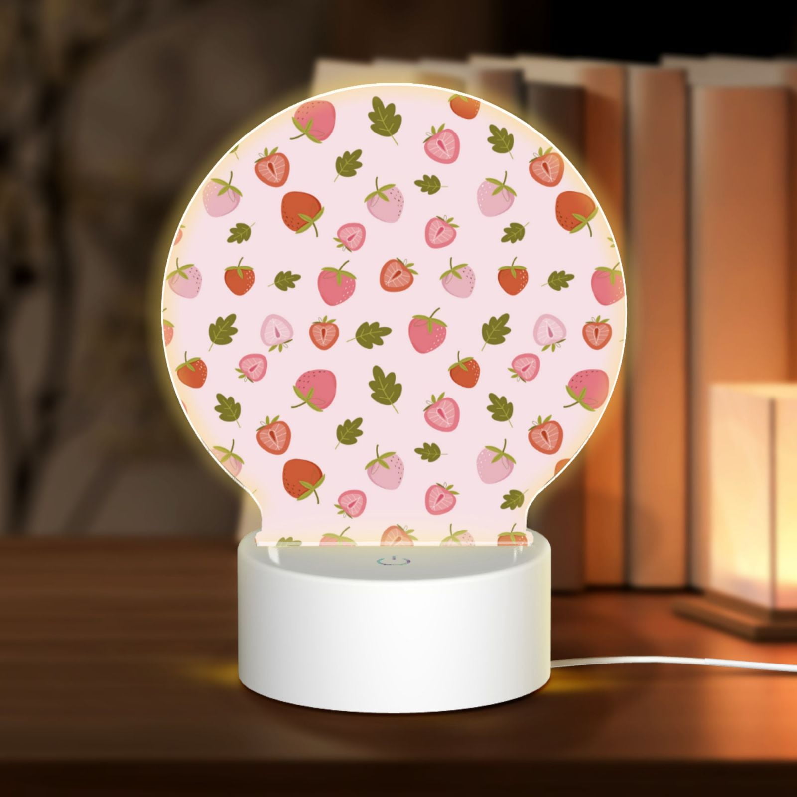 Pofeuu Hand Drawn Strawberry Print LED Christmas Night Light Lamp Base ...