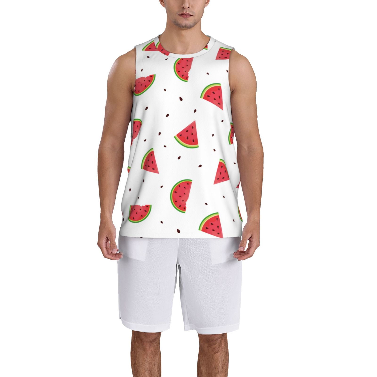 Pofeuu Hand Drawn Watermelon Print Basketball Jersey, Shirts for Men ...