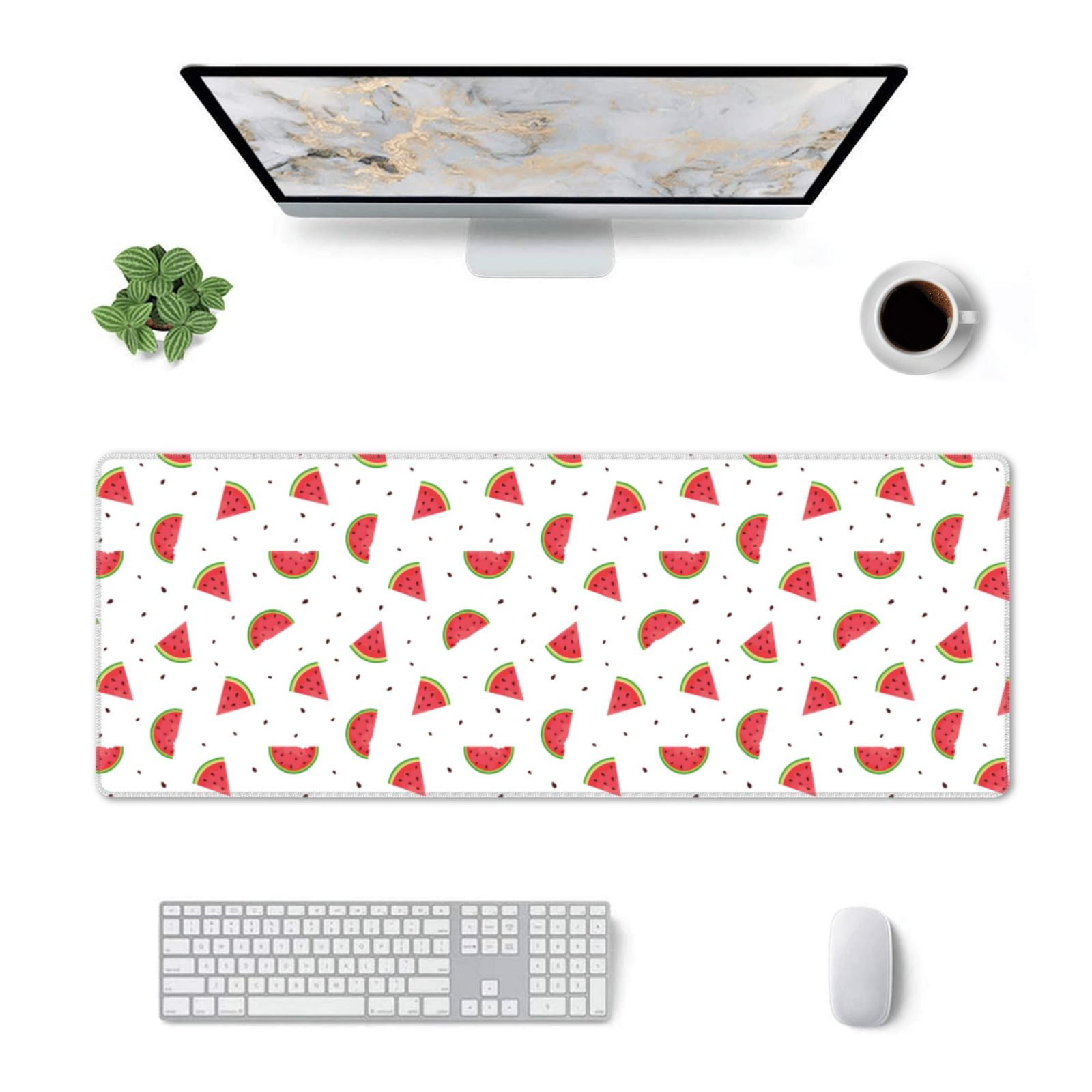 Pofeuu Hand Drawn Watermelon Print Desk Mat for Keyboard and Mouse ...
