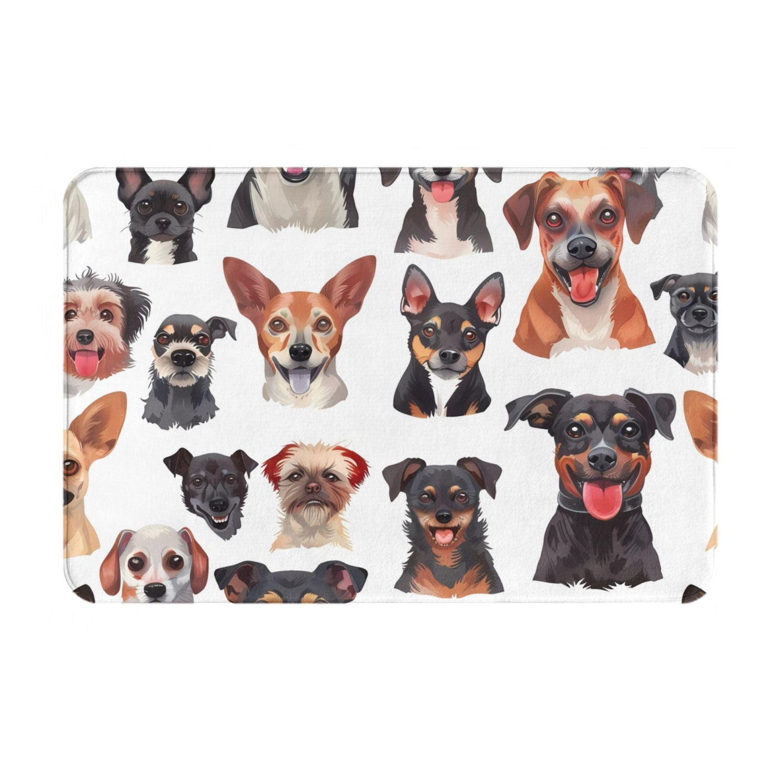 Pofeuu Happy Dog Faces Collage Print Flannel Doormats Rug16"x24"Rug ...