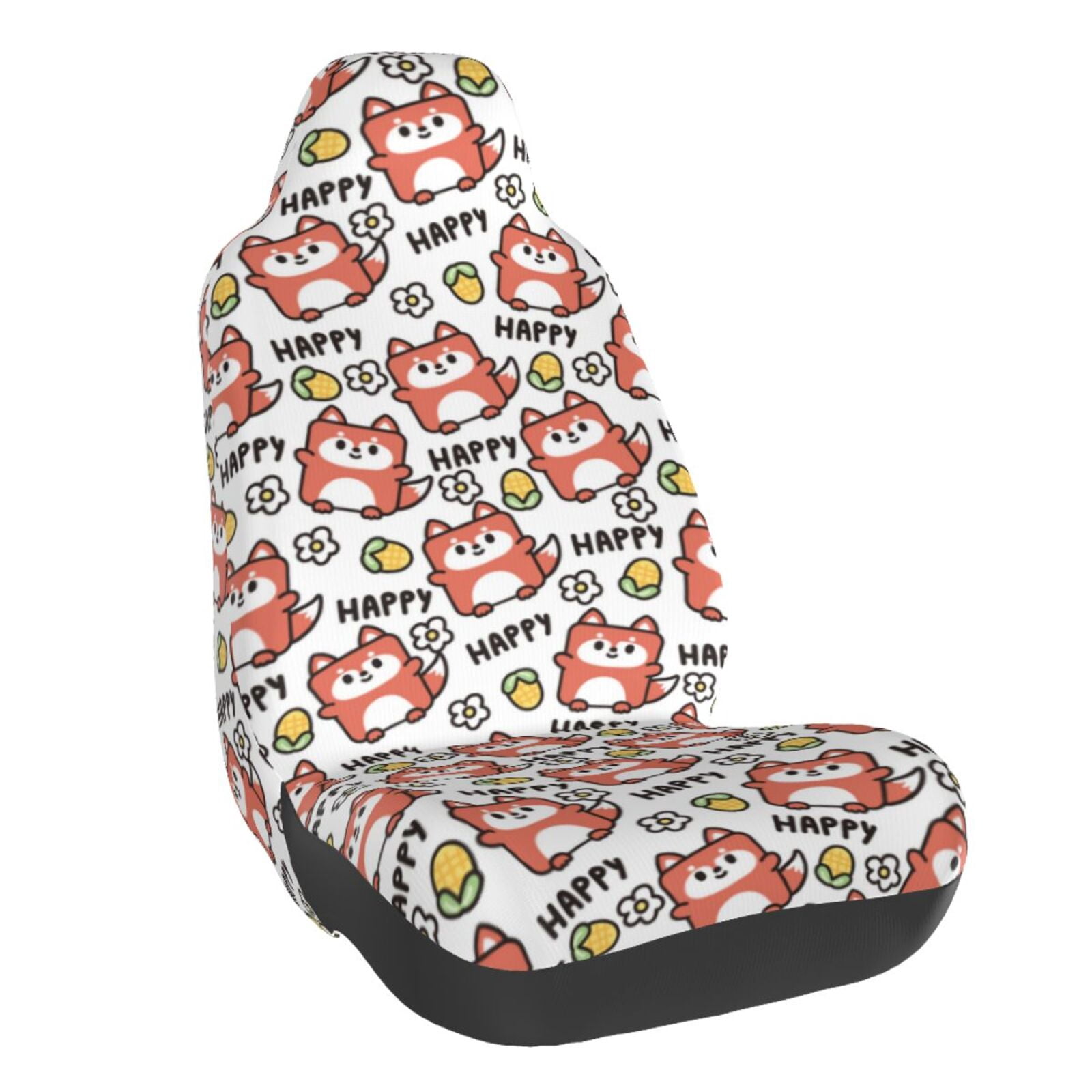 Pofeuu Happy Foxy Faces Print Automotive Car Seat Covers Flat Cloth ...