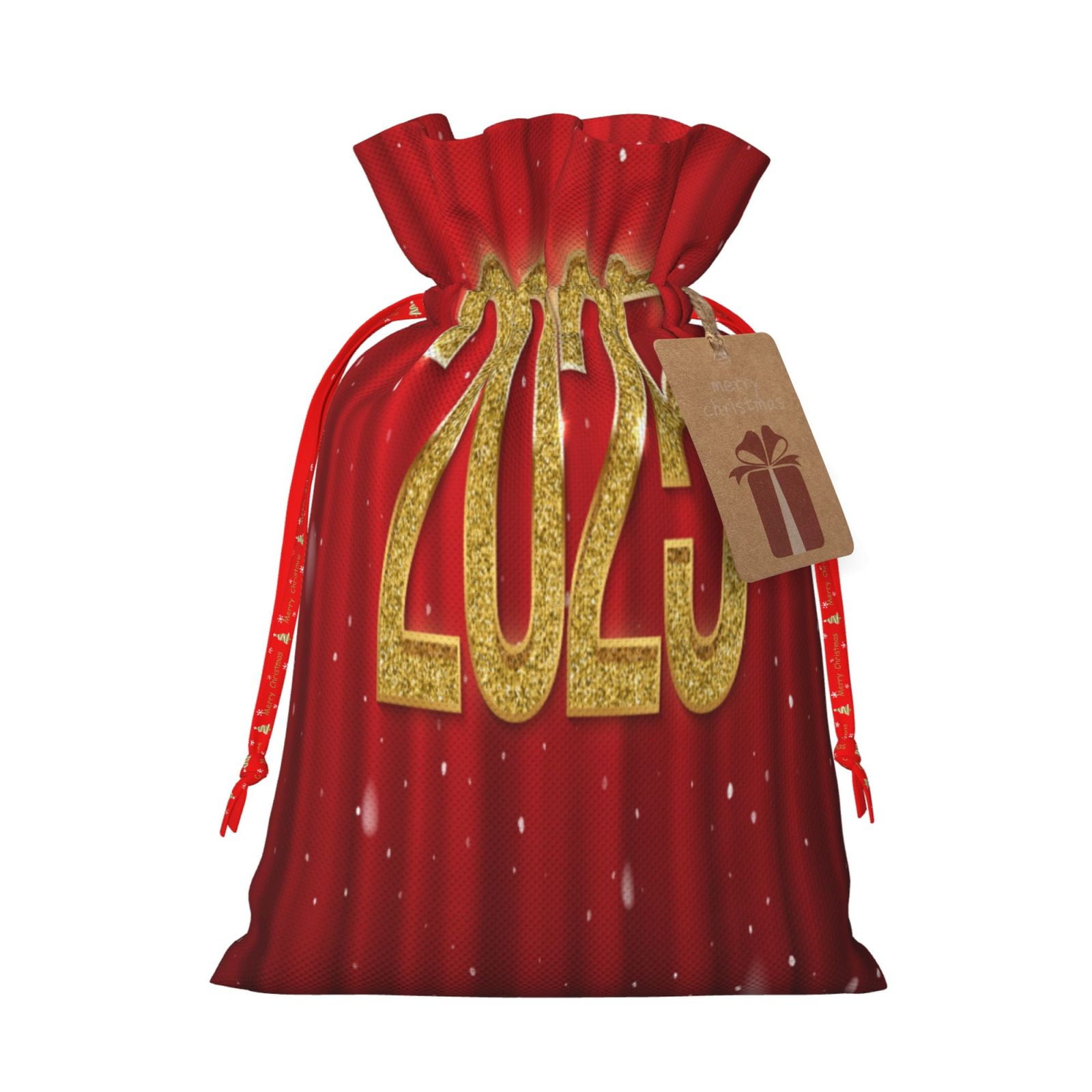 Pofeuu Happy New Year 2025 Print Burlap Bags with Drawstrings ...