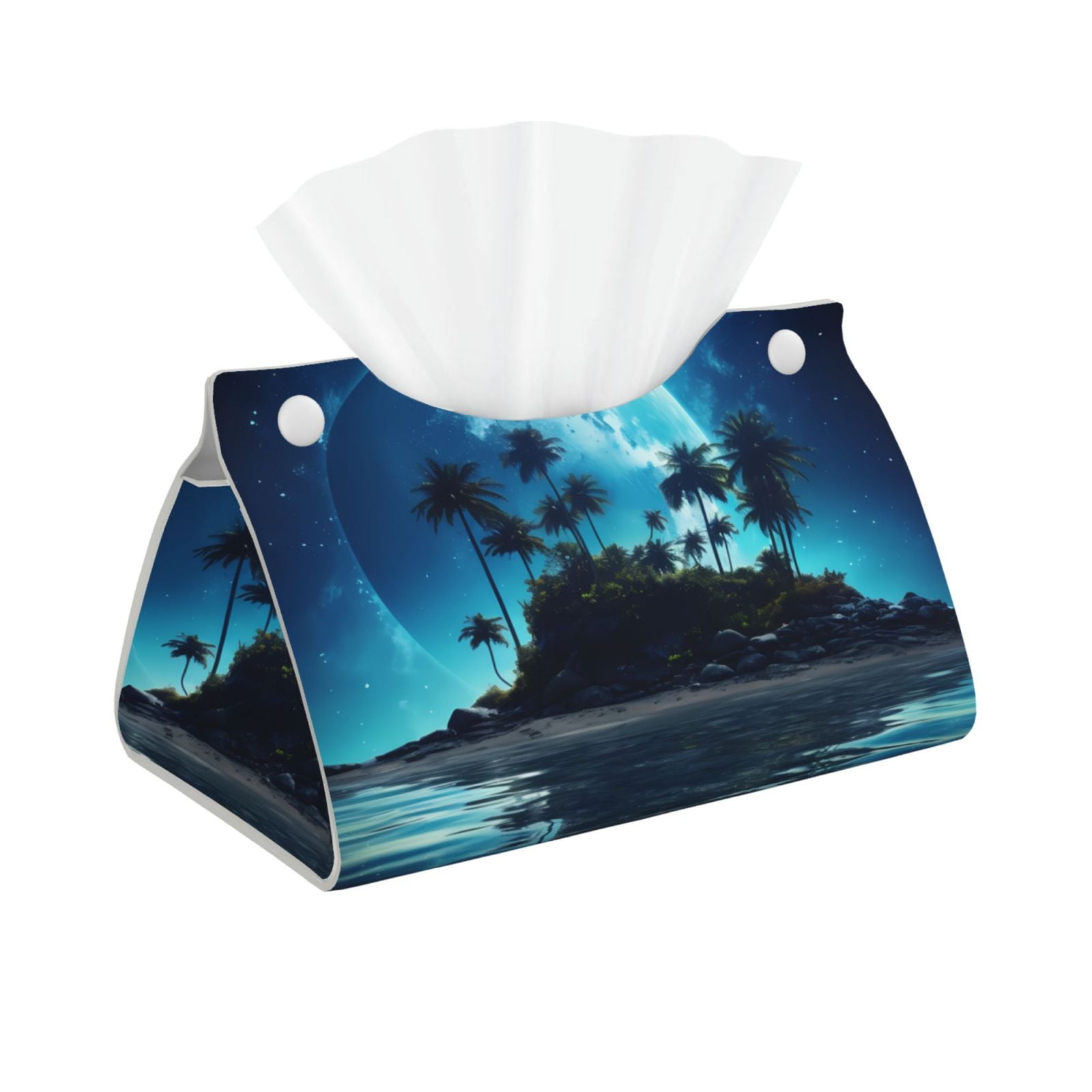Pofeuu Hawaiian Beach Pirate Moon Print Tissue Box Cover, Modern ...