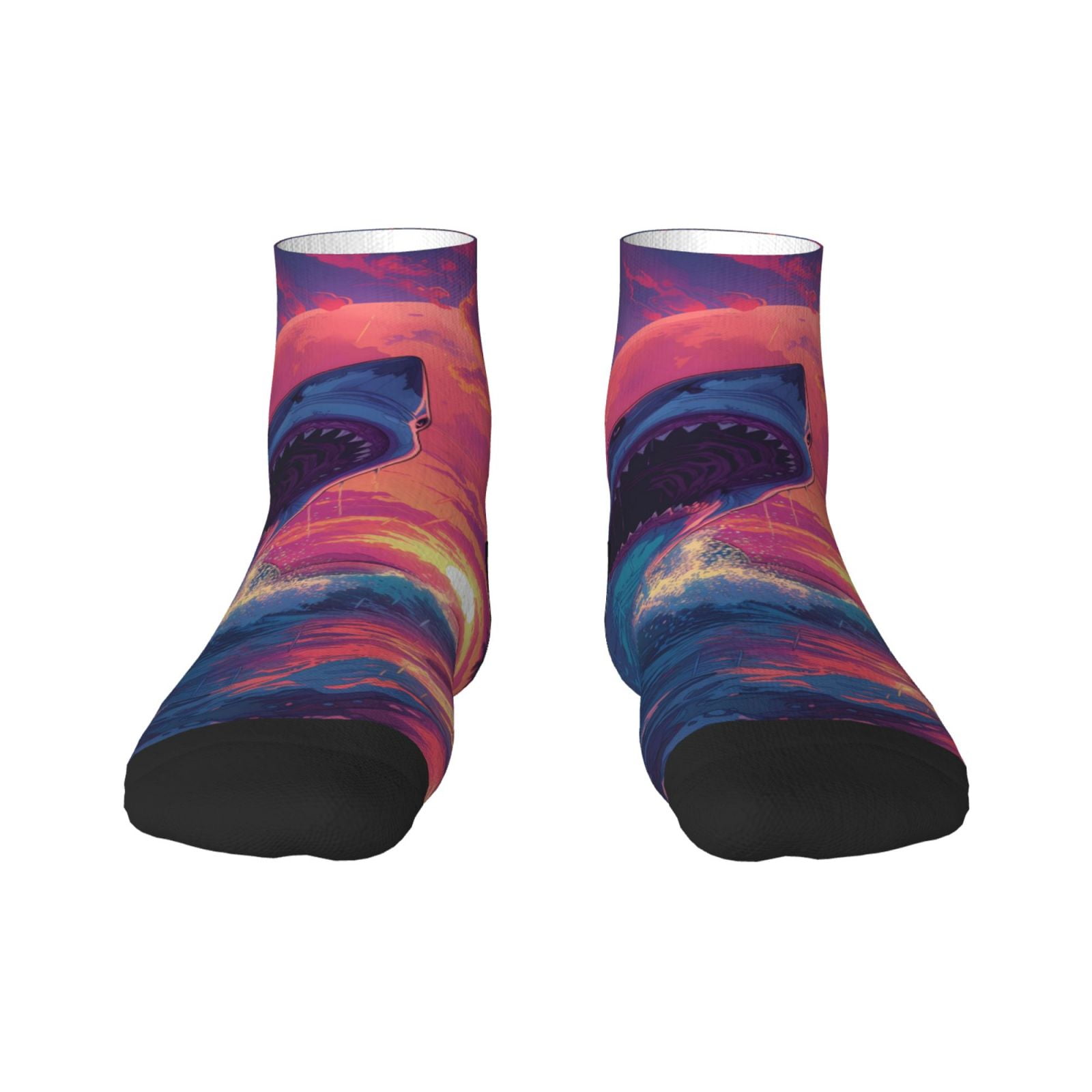 Pofeuu Hawaiian Island Beach Shark Print 30cm Socks, Adult Running ...