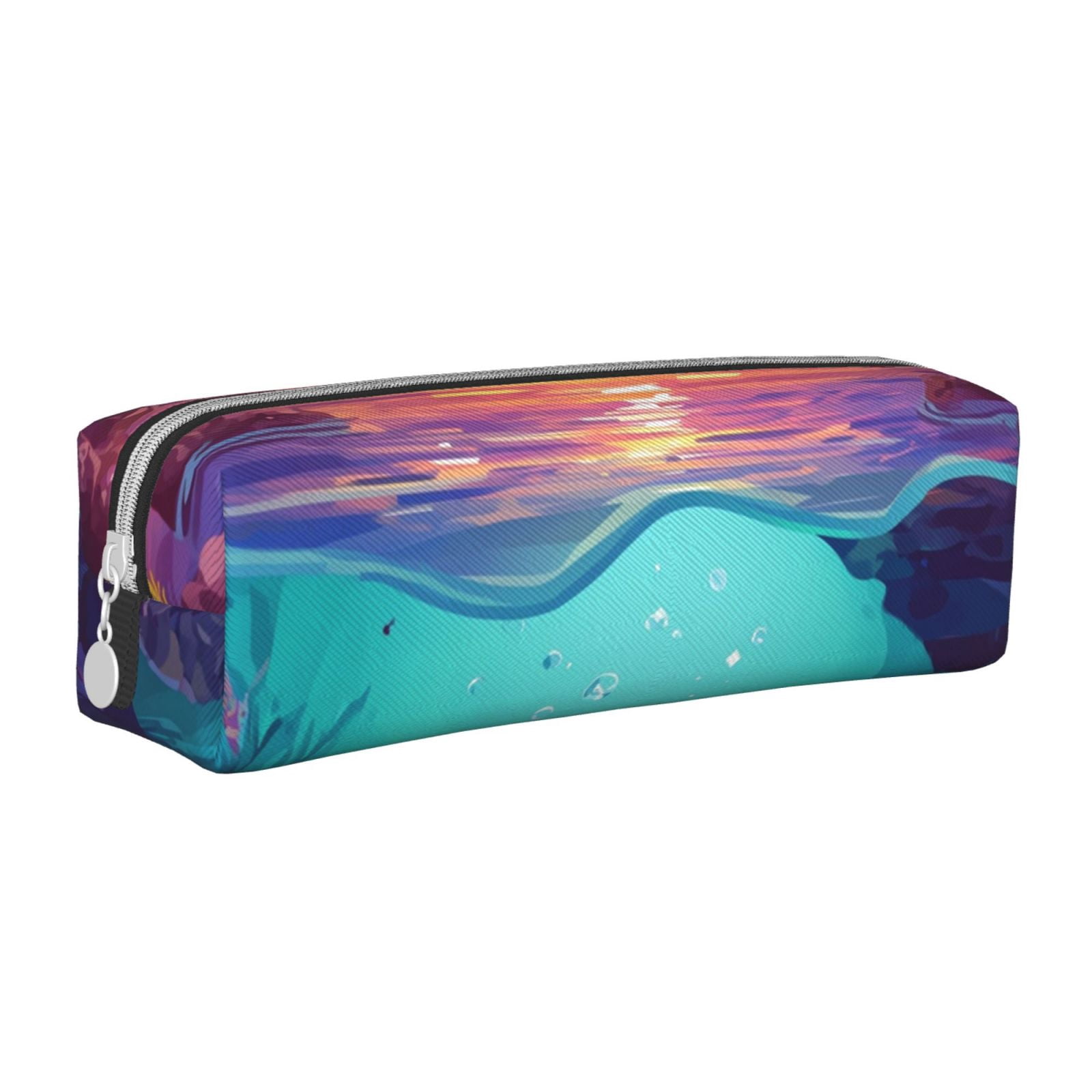 Pofeuu Hawaiian Island Dolphin Print Leather Pencil Case, Leather ...