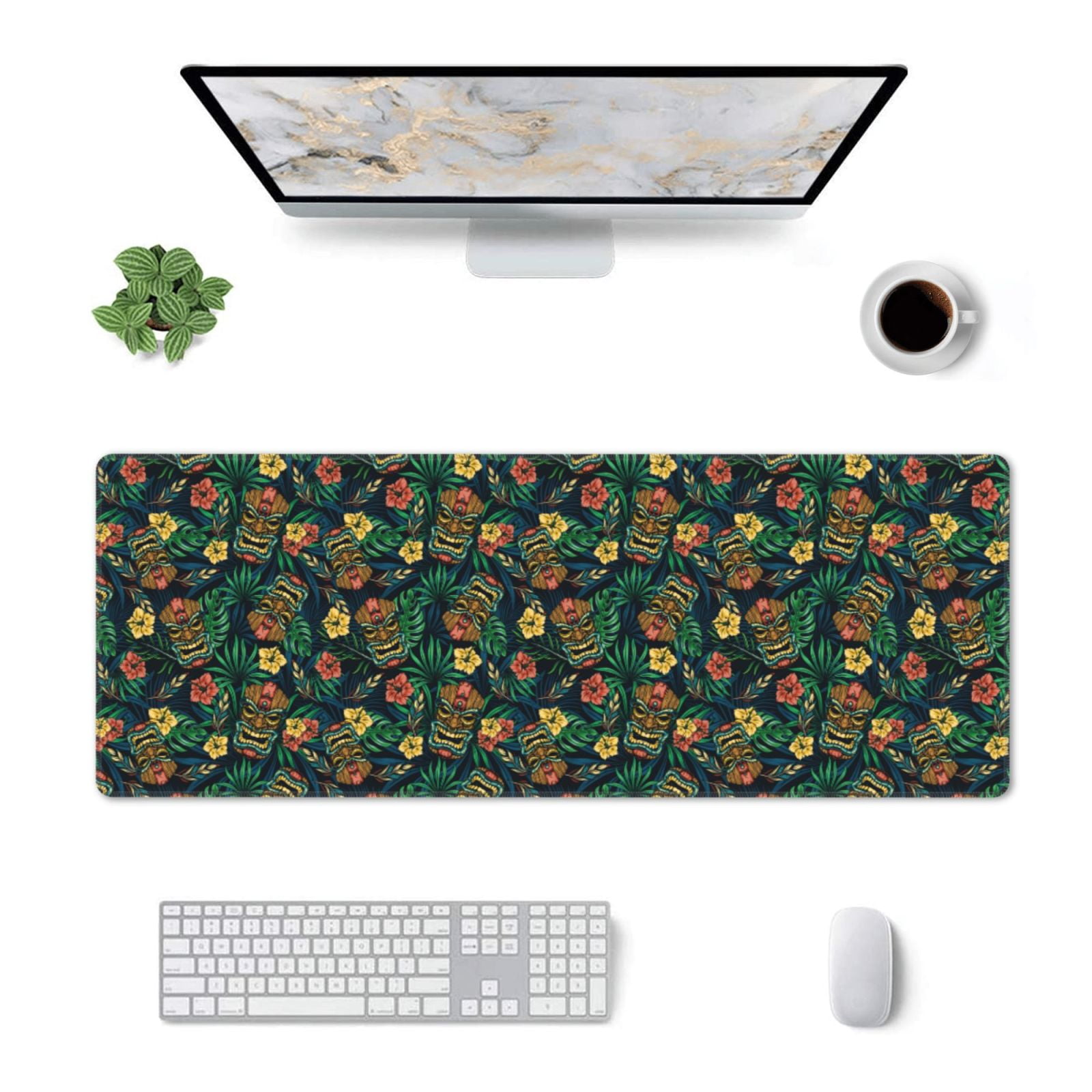 Pofeuu Hawaiian Tribal Mask Print Desk Mat for Keyboard and Mouse ...