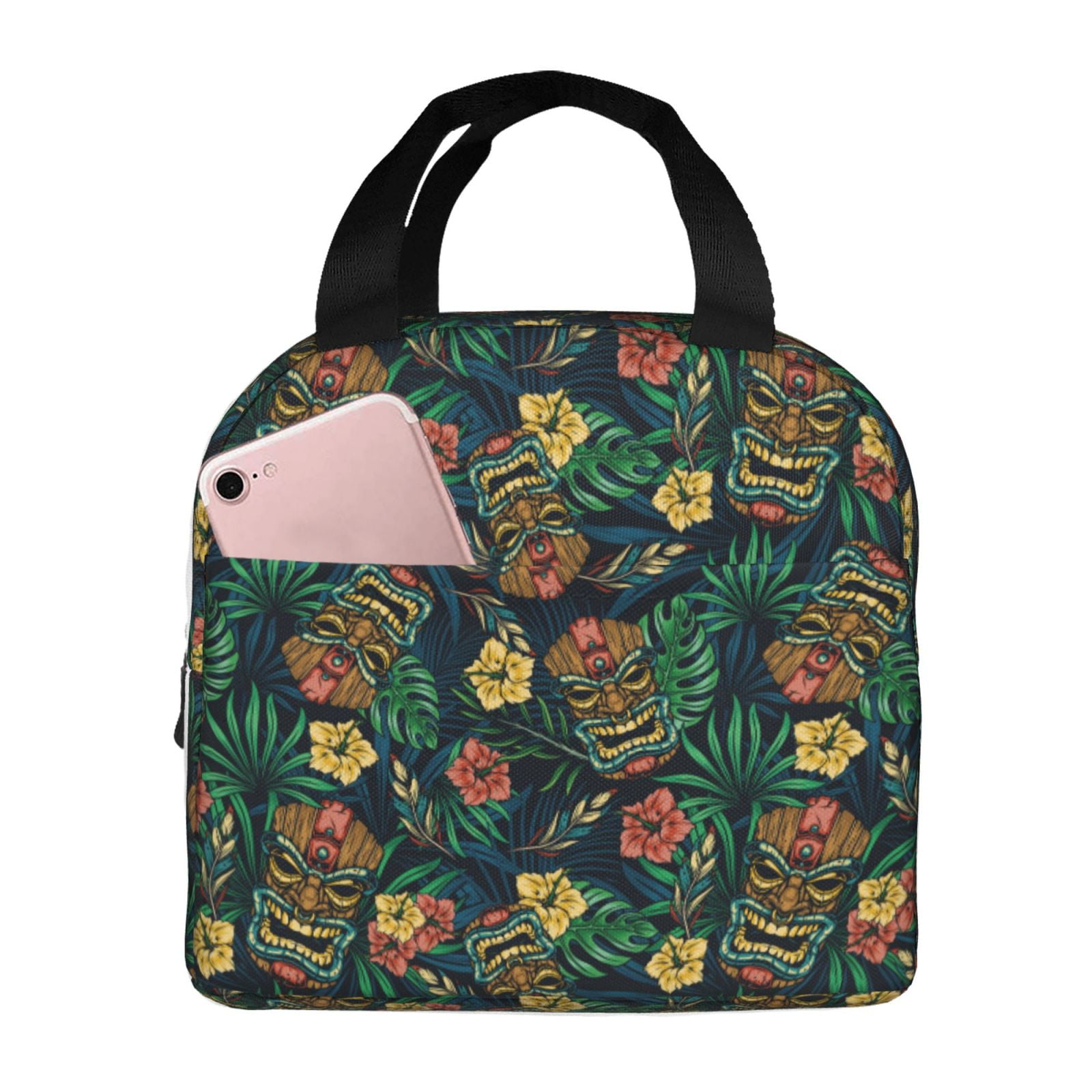 Pofeuu Hawaiian Tribal Mask Print Lunch Bag Lunch Box Large Capacity ...
