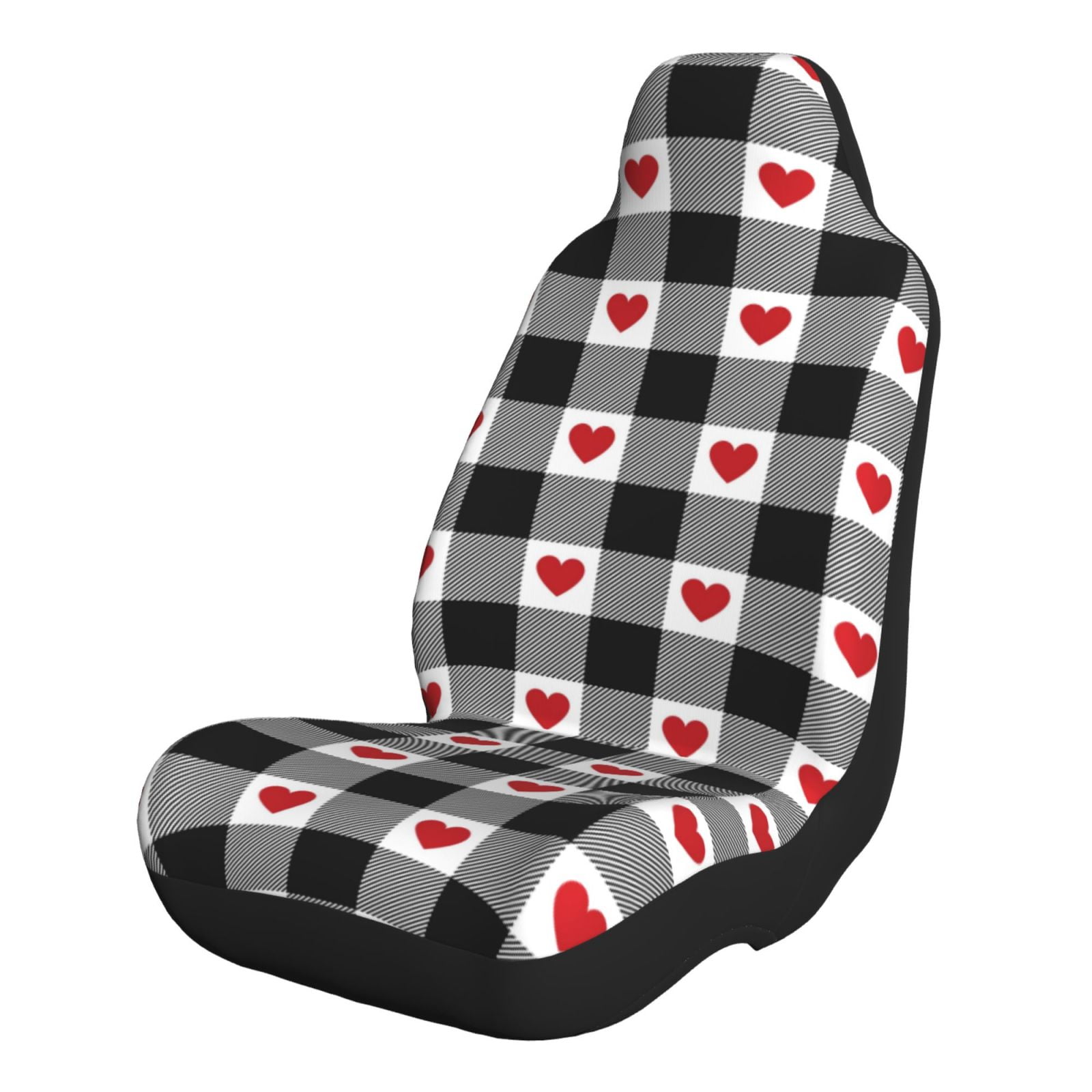 Pofeuu Heart Black Buffalo Plaid Gingham Print Automotive Car Seat ...