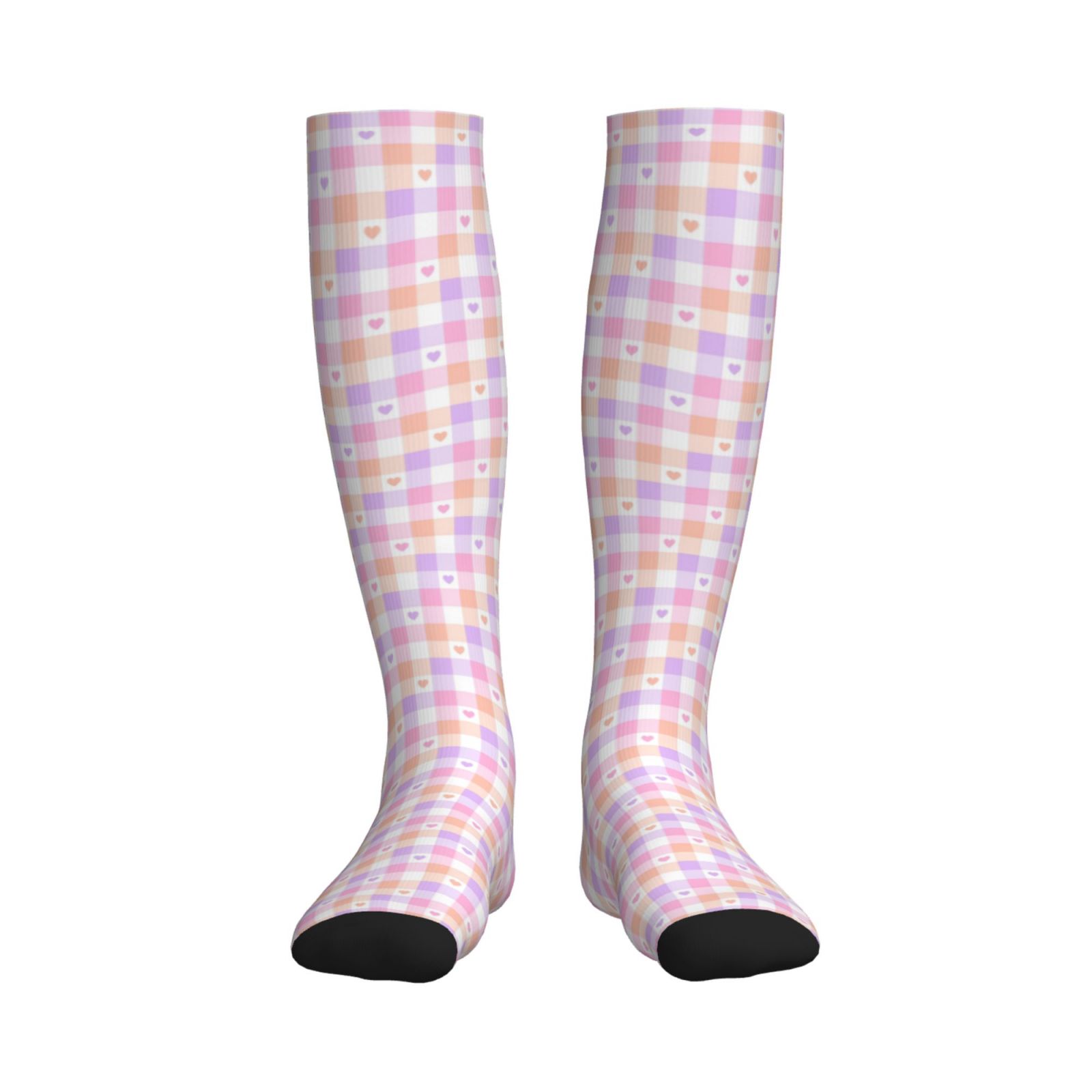 Pofeuu Heart Buffalo Plaid Print Compression Socks for Women & Men ...