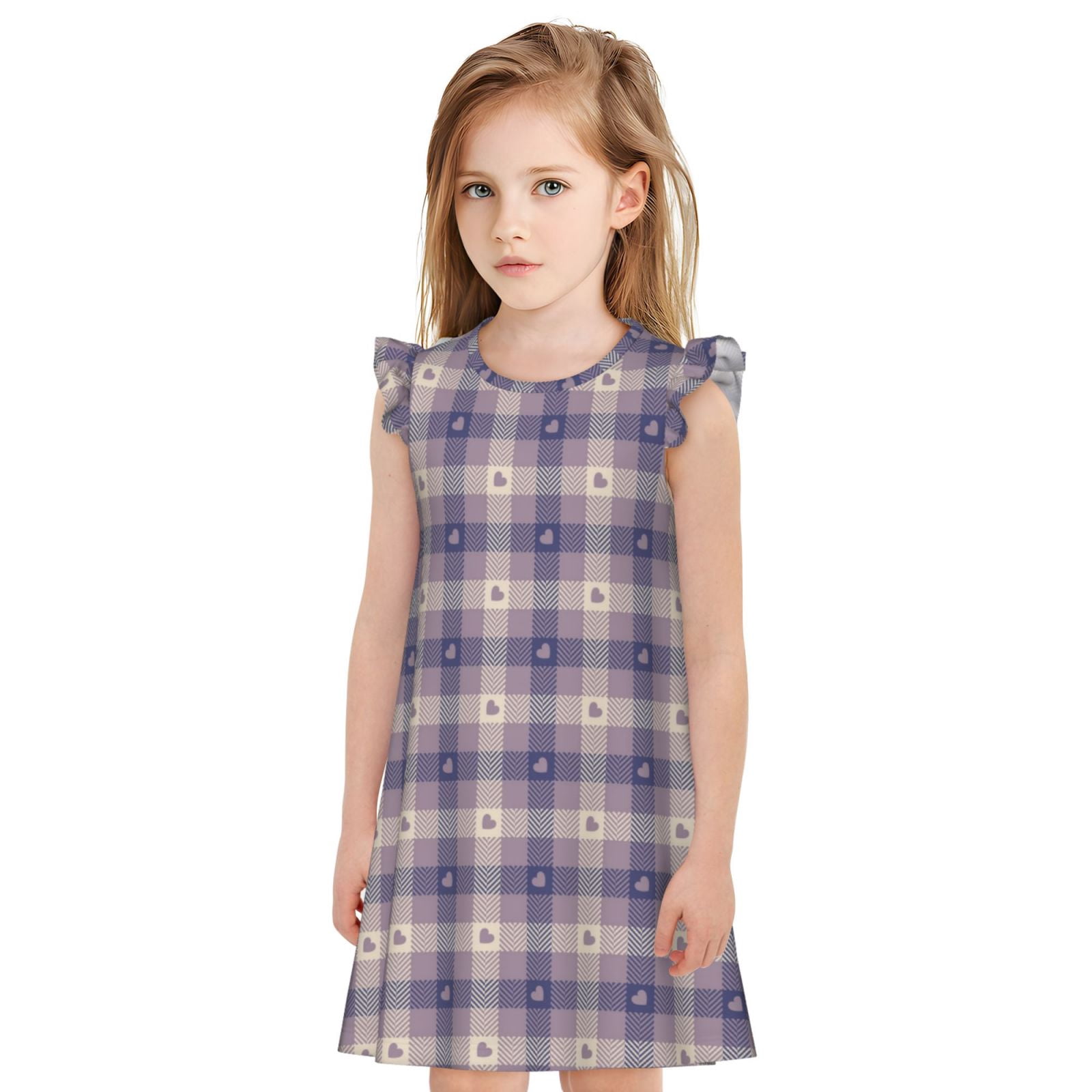Pofeuu Heart Check Plaid Print Girls Nightgowns, Nightgown Princess ...