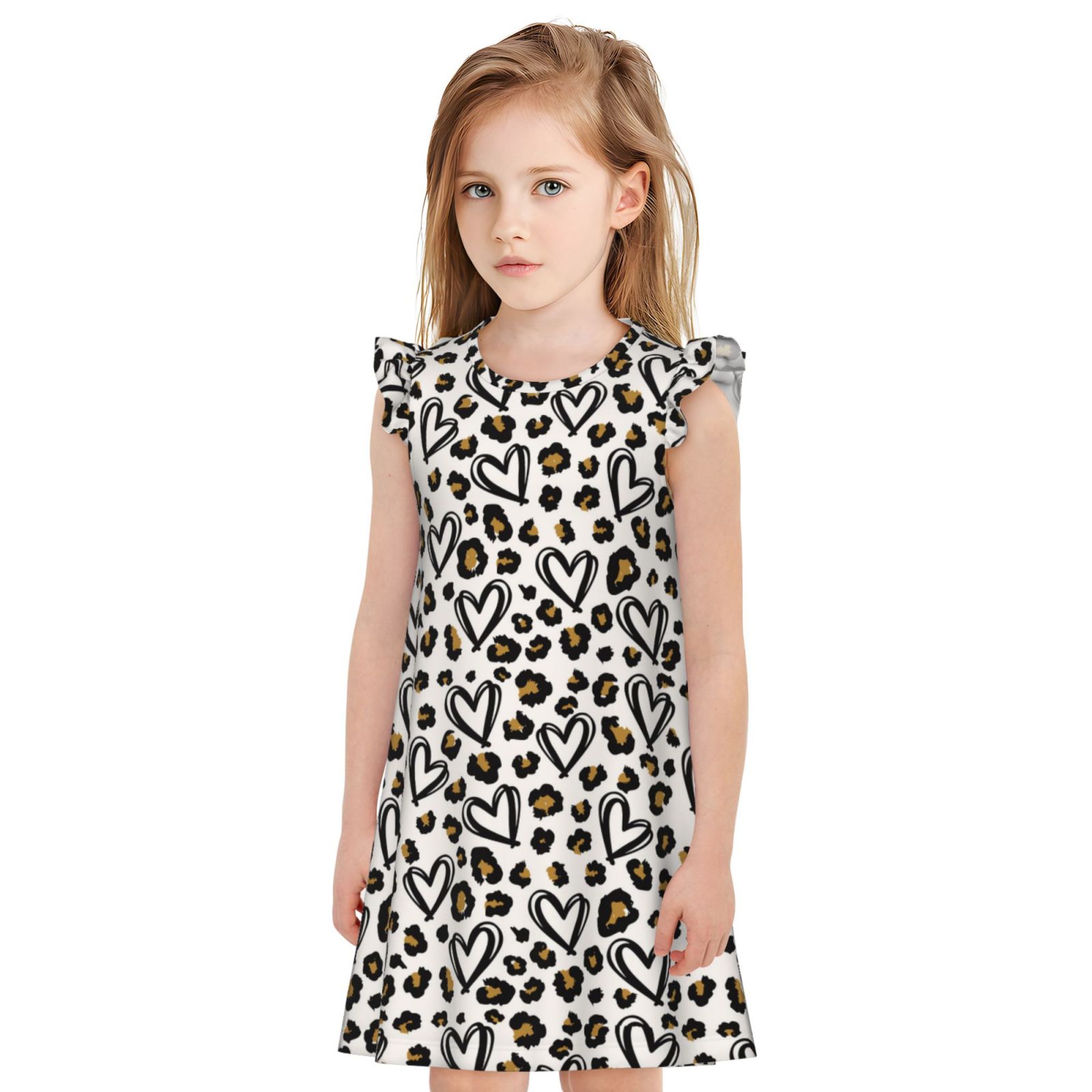 Pofeuu Heart Leopard Print Girls Nightgowns, Nightgown Princess Pajama ...