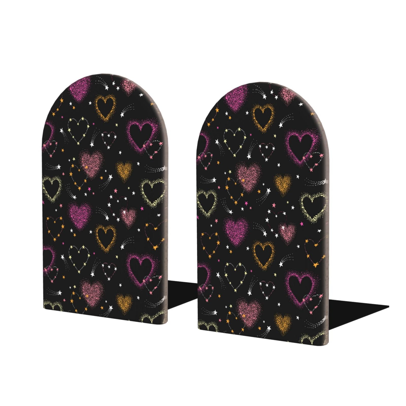 Pofeuu Heart and Stars Print Large Bookend Hold Heavy Books- Wood ...