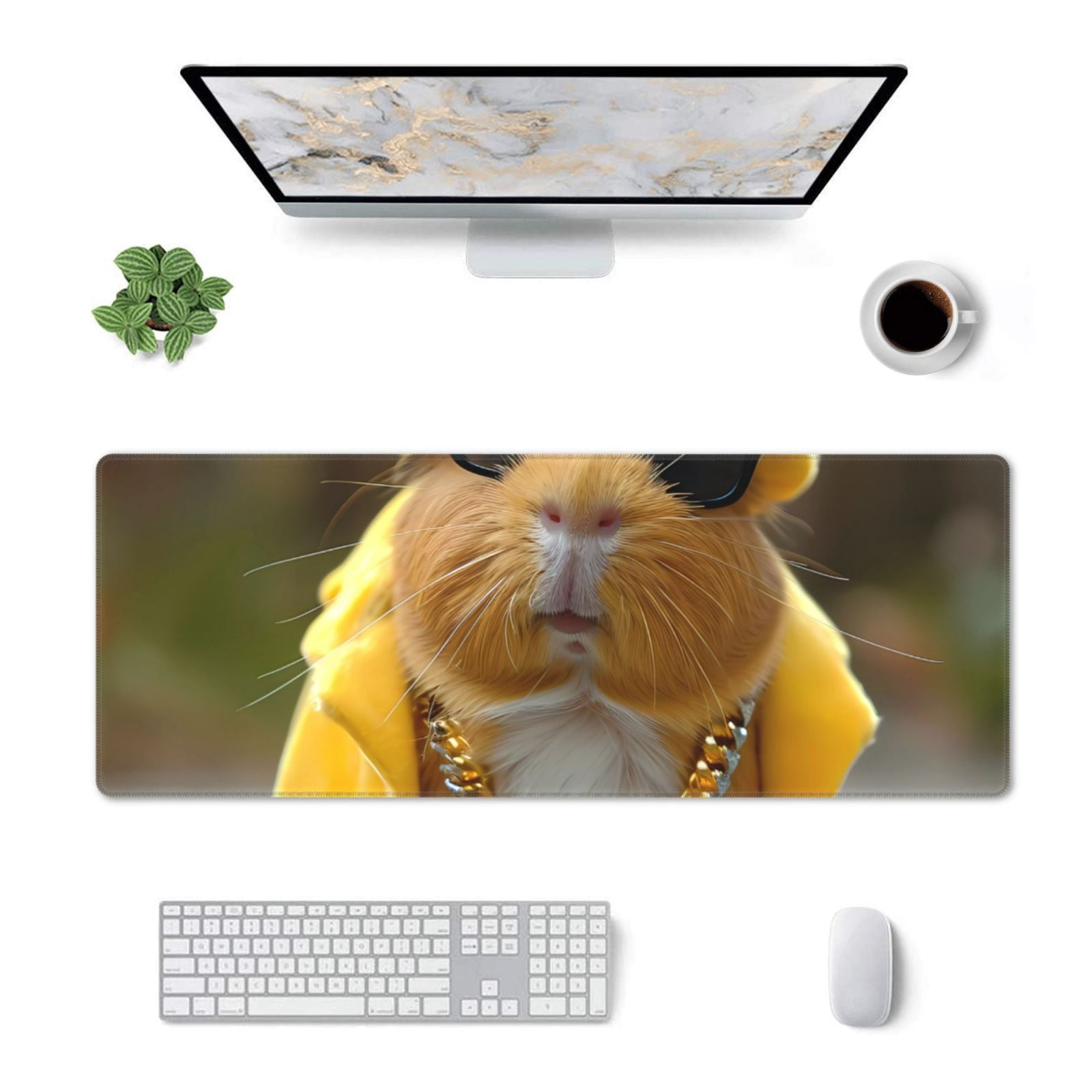 Pofeuu Heavy Metal Style Guinea Pig Print Desk Mat for Keyboard and ...