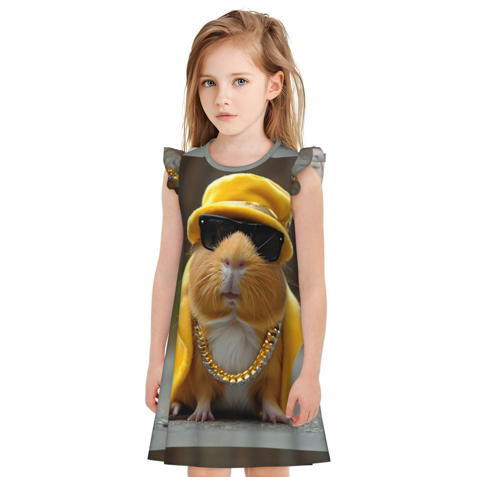 Pofeuu Heavy Metal Style Guinea Pig Print Girls Nightgowns, Nightgown ...