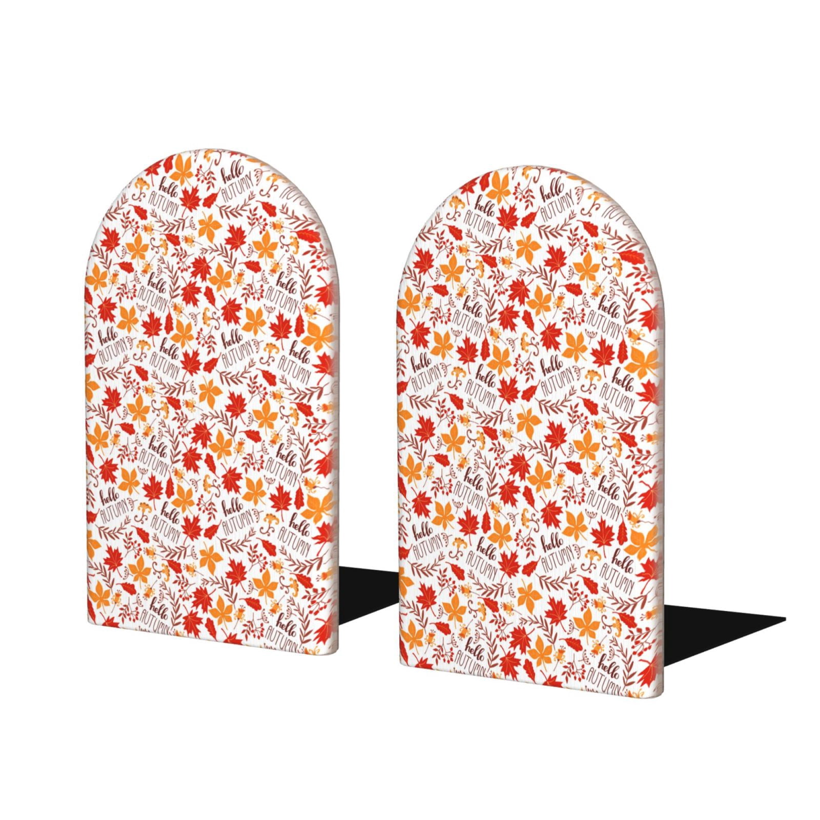 Pofeuu Hello Autumn Maple Leaf Print Large Bookend Hold Heavy Books ...