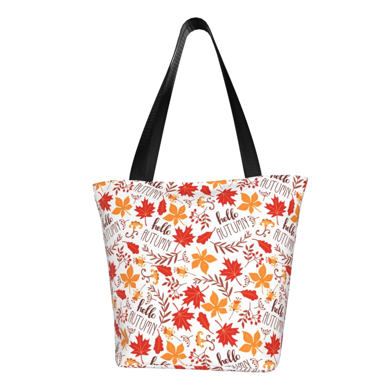 Pofeuu Hello Autumn Maple Leaf Print Women Fashion Shoulder Handbags ...