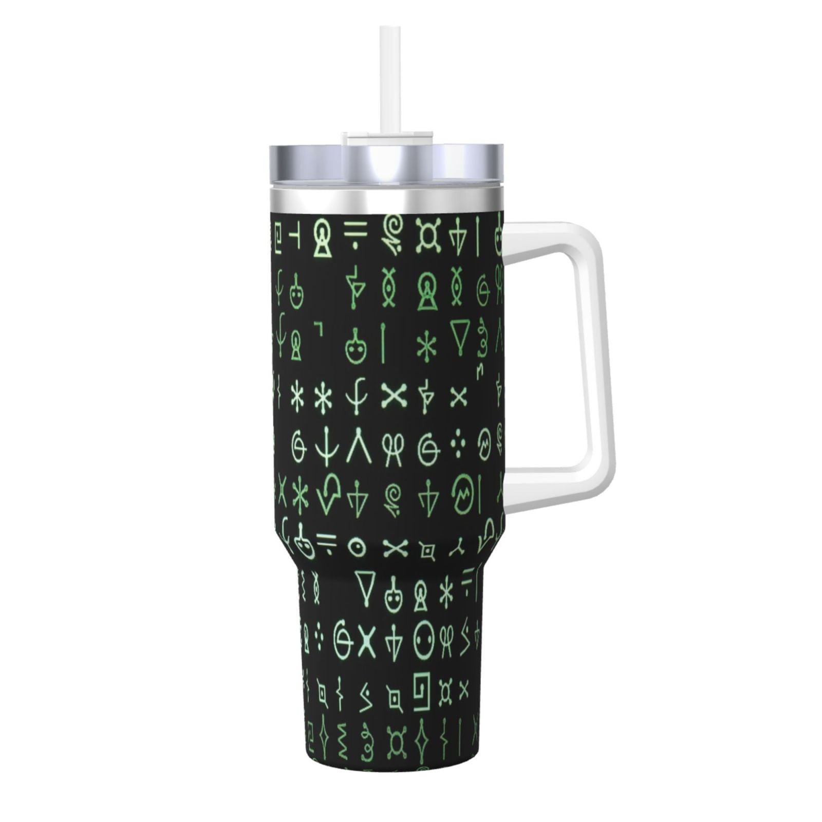 Pofeuu Hieroglyphic Symbols Print 40oz Ice Bully With Handle And Straw ...