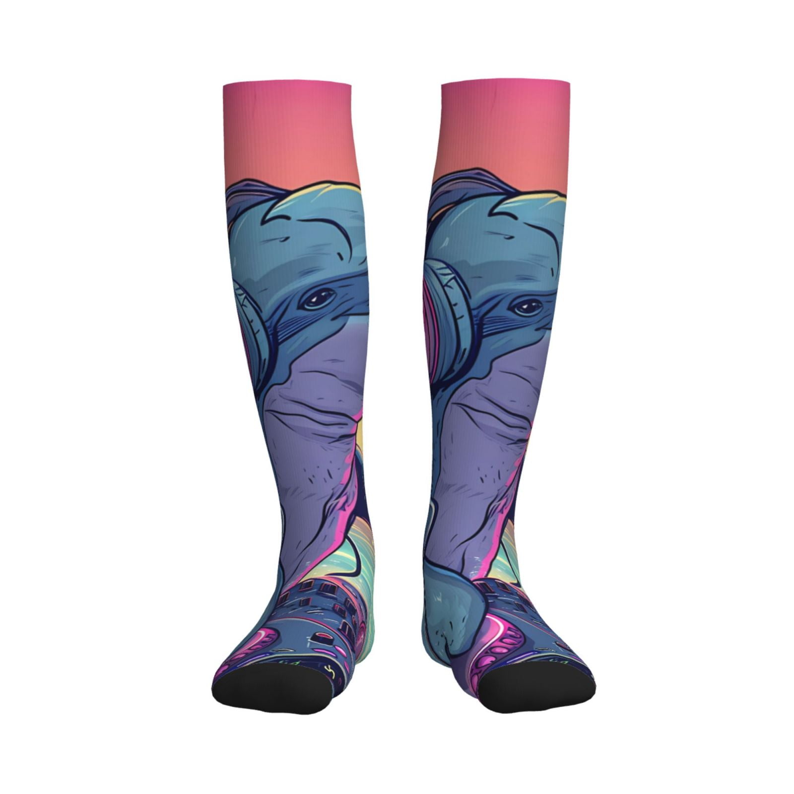Pofeuu Hip-Hop DJ Dolphin Print Compression Socks for Women & Men ...