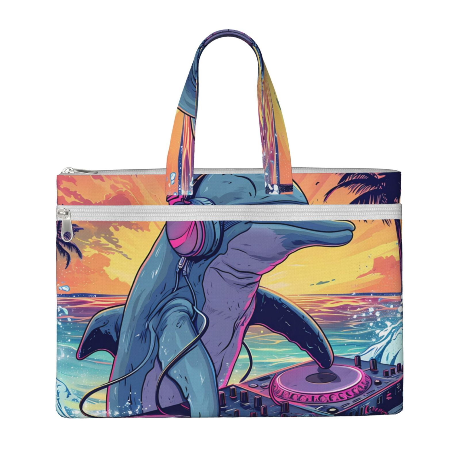 Pofeuu Hip-Hop DJ Dolphin Print Laptop Bag Carrying - Computer Bag ...