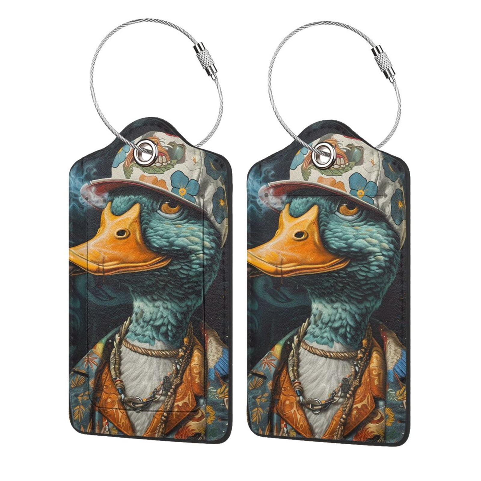 Pofeuu Hip-Hop Duck Print Luggage Tags, Privacy Cover ID Label with ...