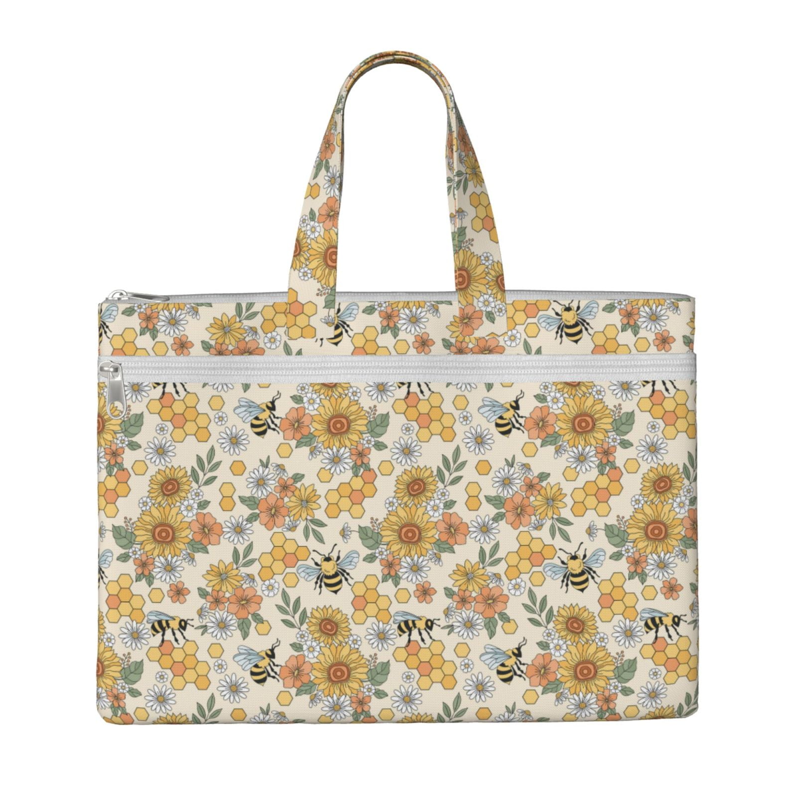 Pofeuu Hippie Bee Honeycomb Print Laptop Bag Carrying - Computer Bag ...