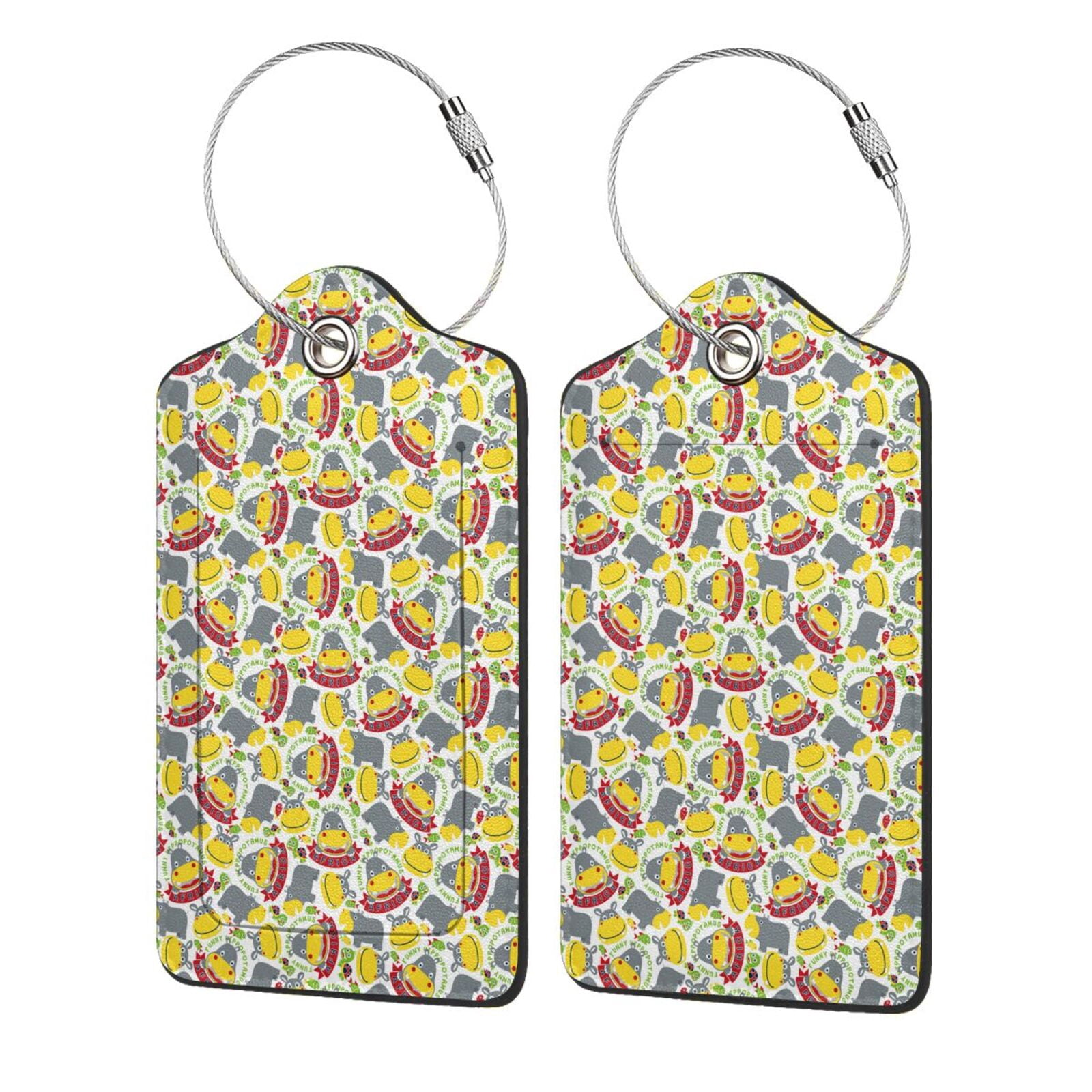 Pofeuu Hippopotamus Print Luggage Tags, Privacy Cover ID Label with ...