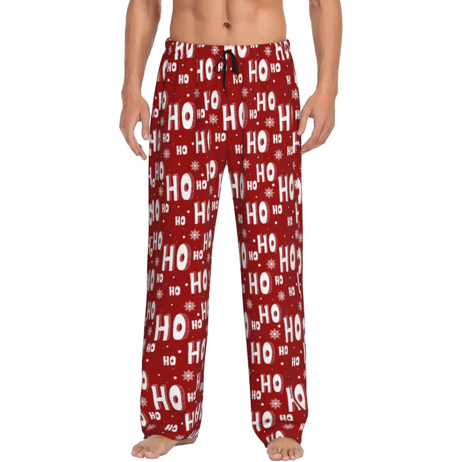 Pofeuu Ho-Ho-Ho Print Men's Pajama Pants, Soft Lounge Pajama Pants with ...