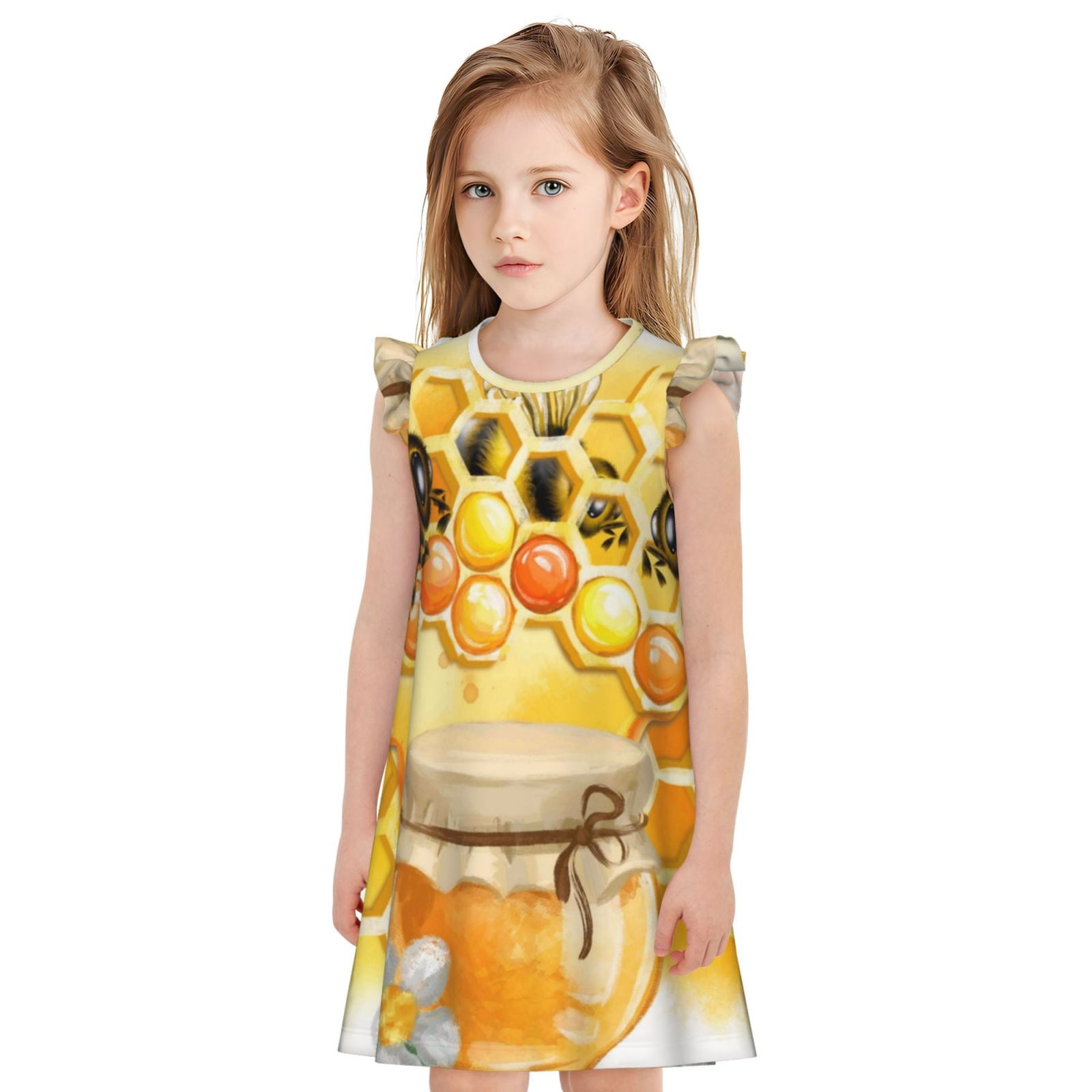Pofeuu Honey Bee Print Girls Nightgowns, Nightgown Princess Pajama ...