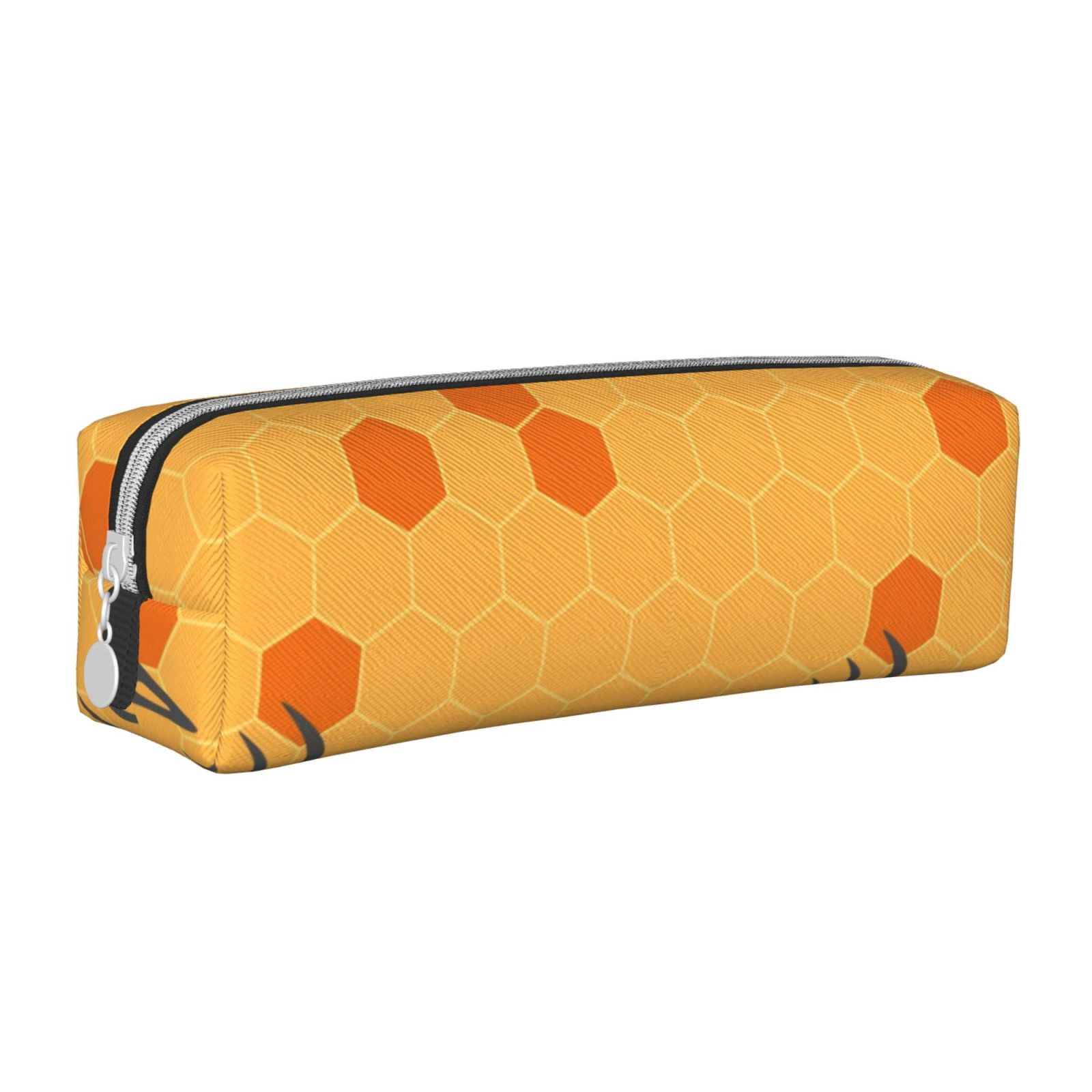 Pofeuu Honeycomb Print Leather Pencil Case, Leather Pencil Pouch Large ...